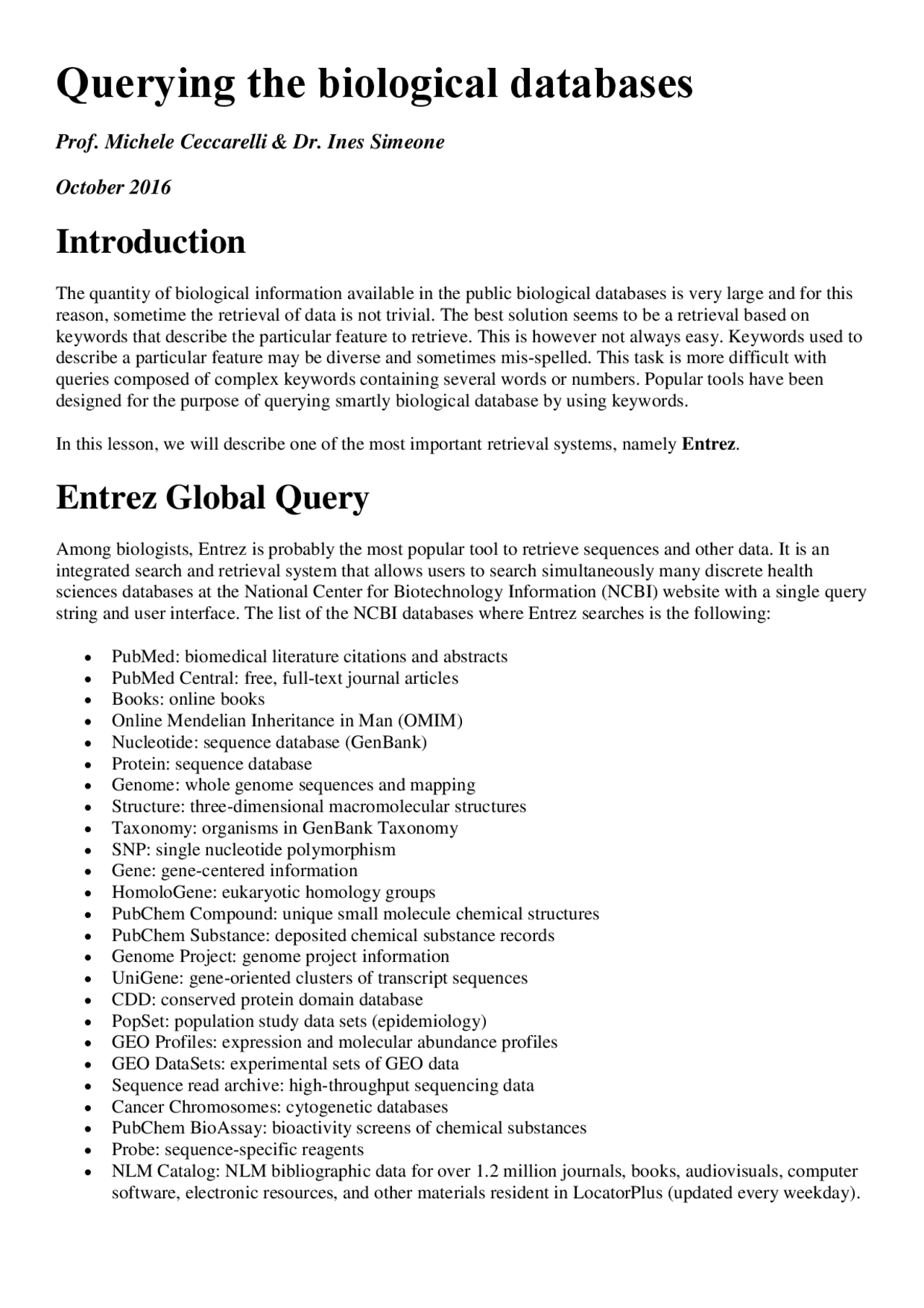 Bioinformatica Avanzata Docsity