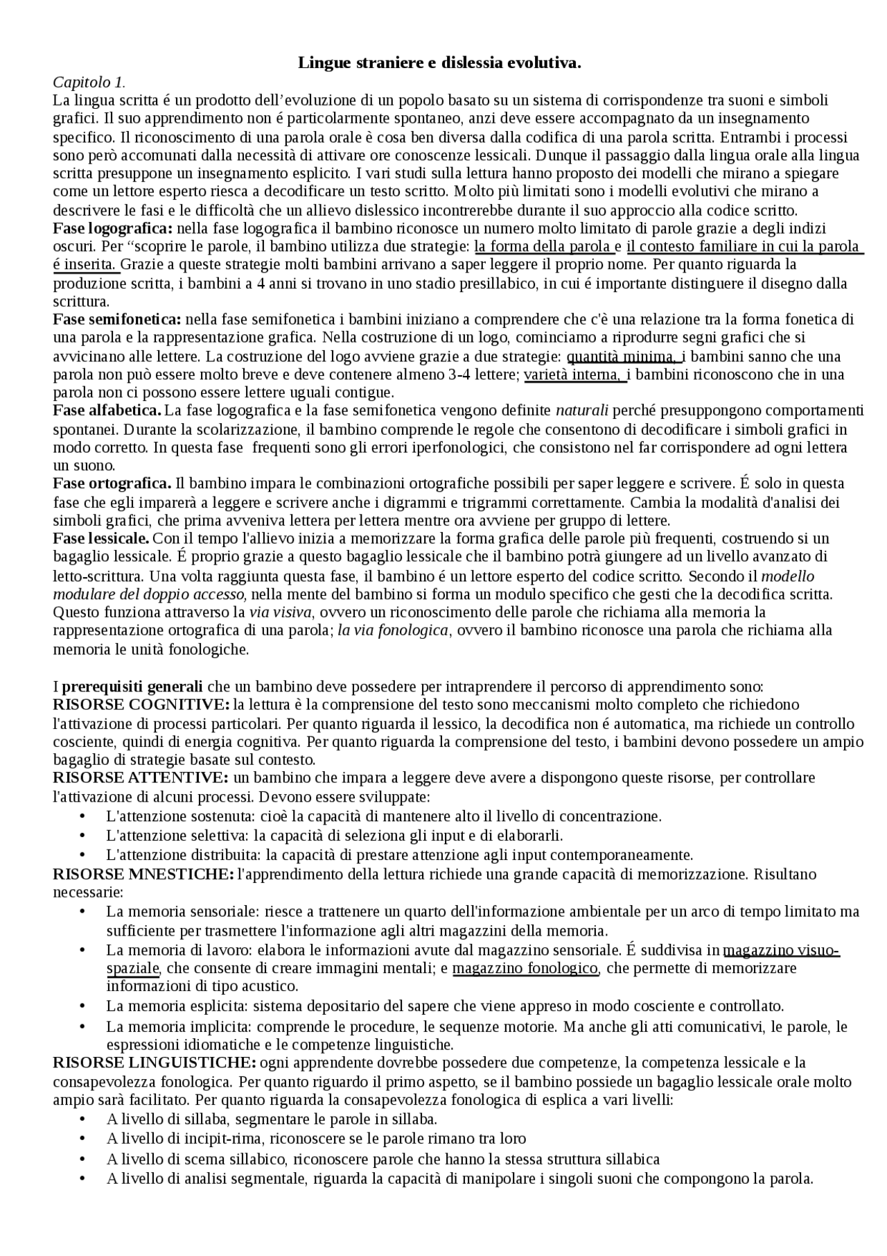 Dislessia Un Disturbo Dellapprendimento Docsity