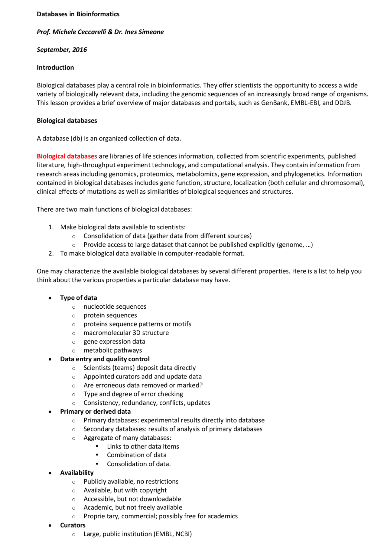 Bioinformatica Avanzata Docsity