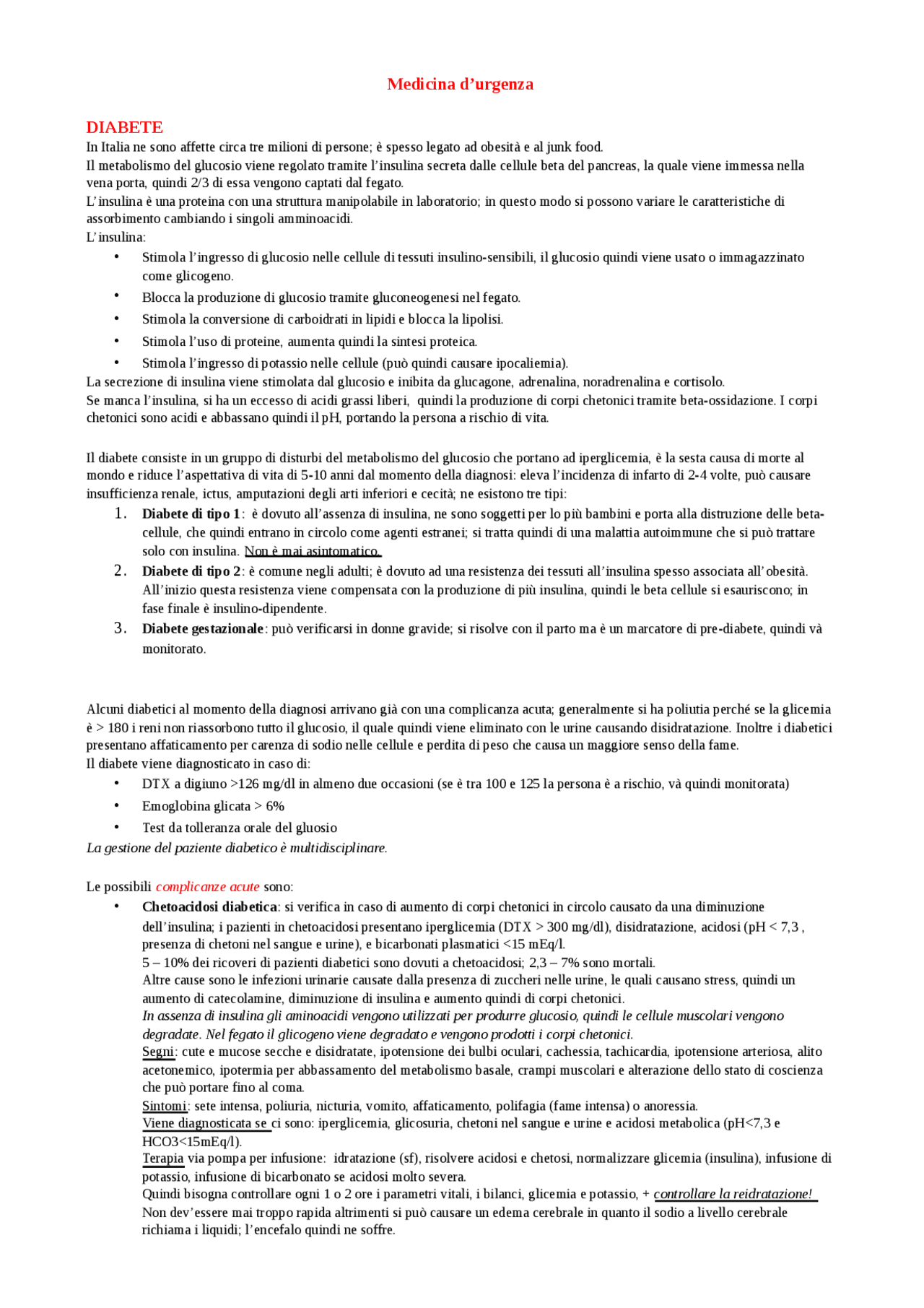 Appunti Medicina Durgenza Appunti Di Infermieristica Docsity
