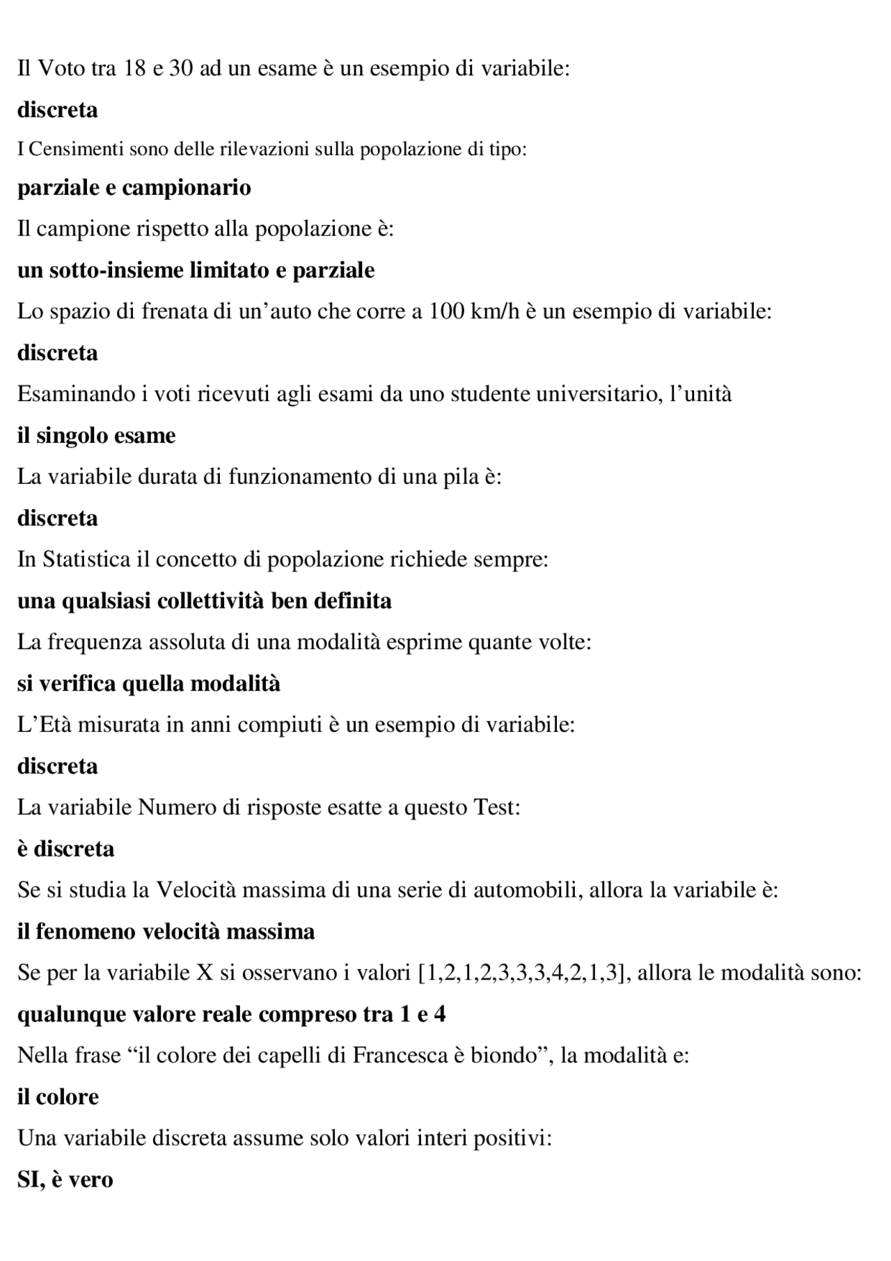 Test Completi Di Statistica Docsity