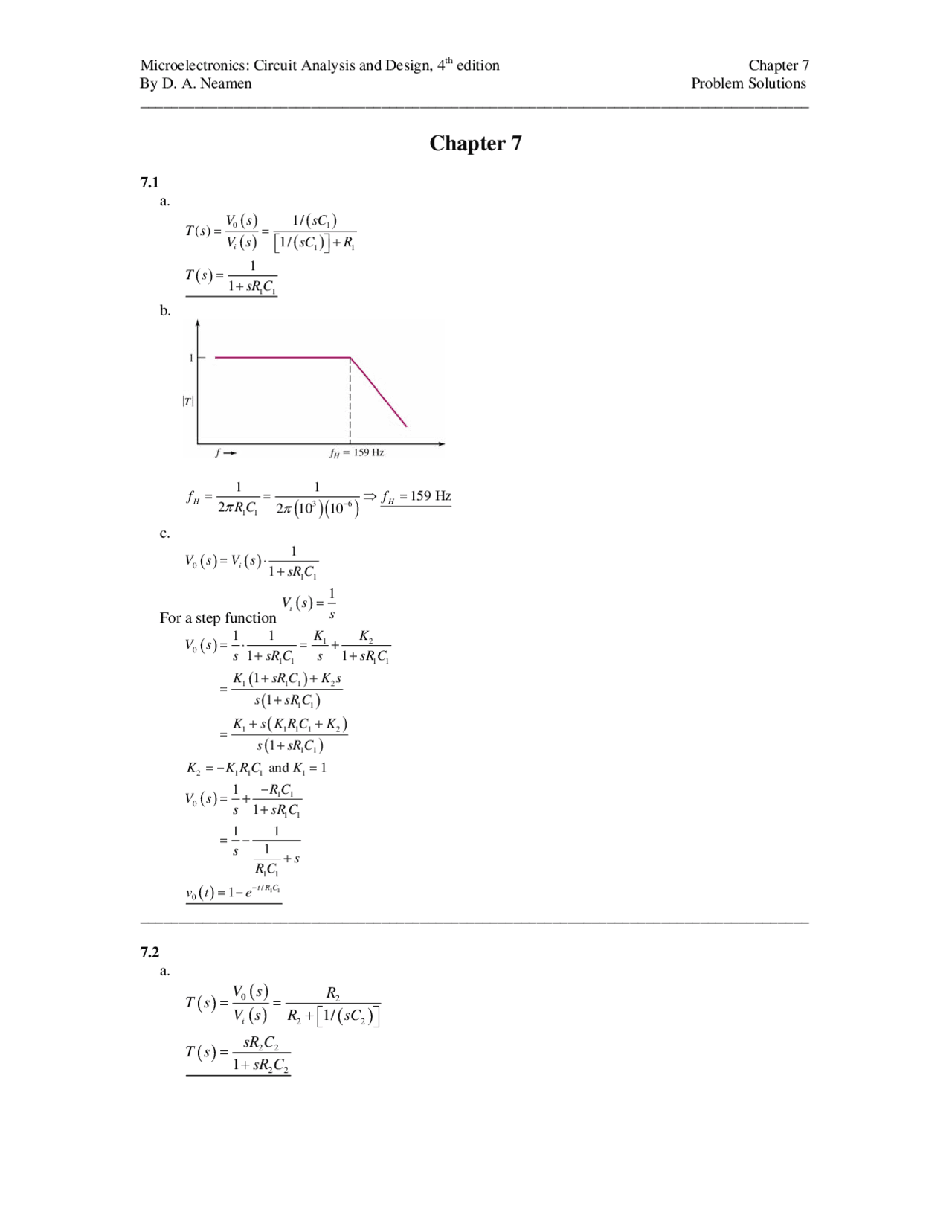 Microelectronics: Circuit Analysis and Design - Chapter 7 Problem Solutions | Exams Electronics ...