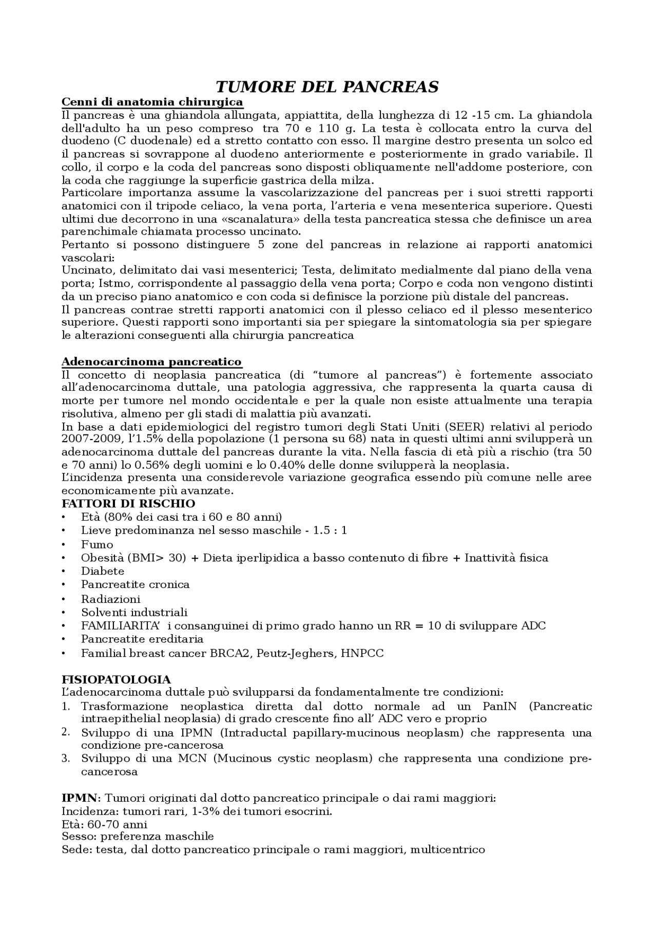 Tumori Del Pancreas Appunti Docsity