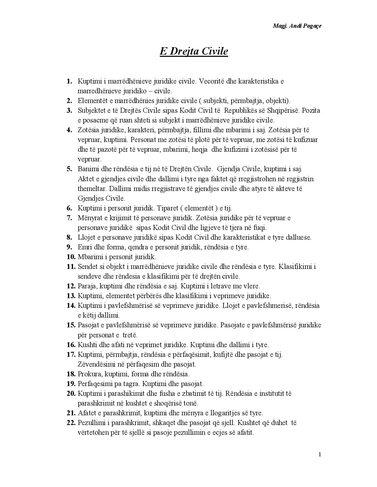 Il diritto civile nella lingua Albanese - Docsity