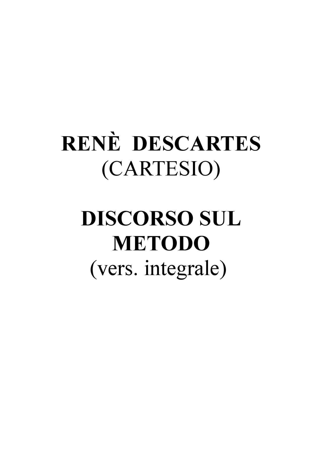 Discorso Sul Metodo Docsity