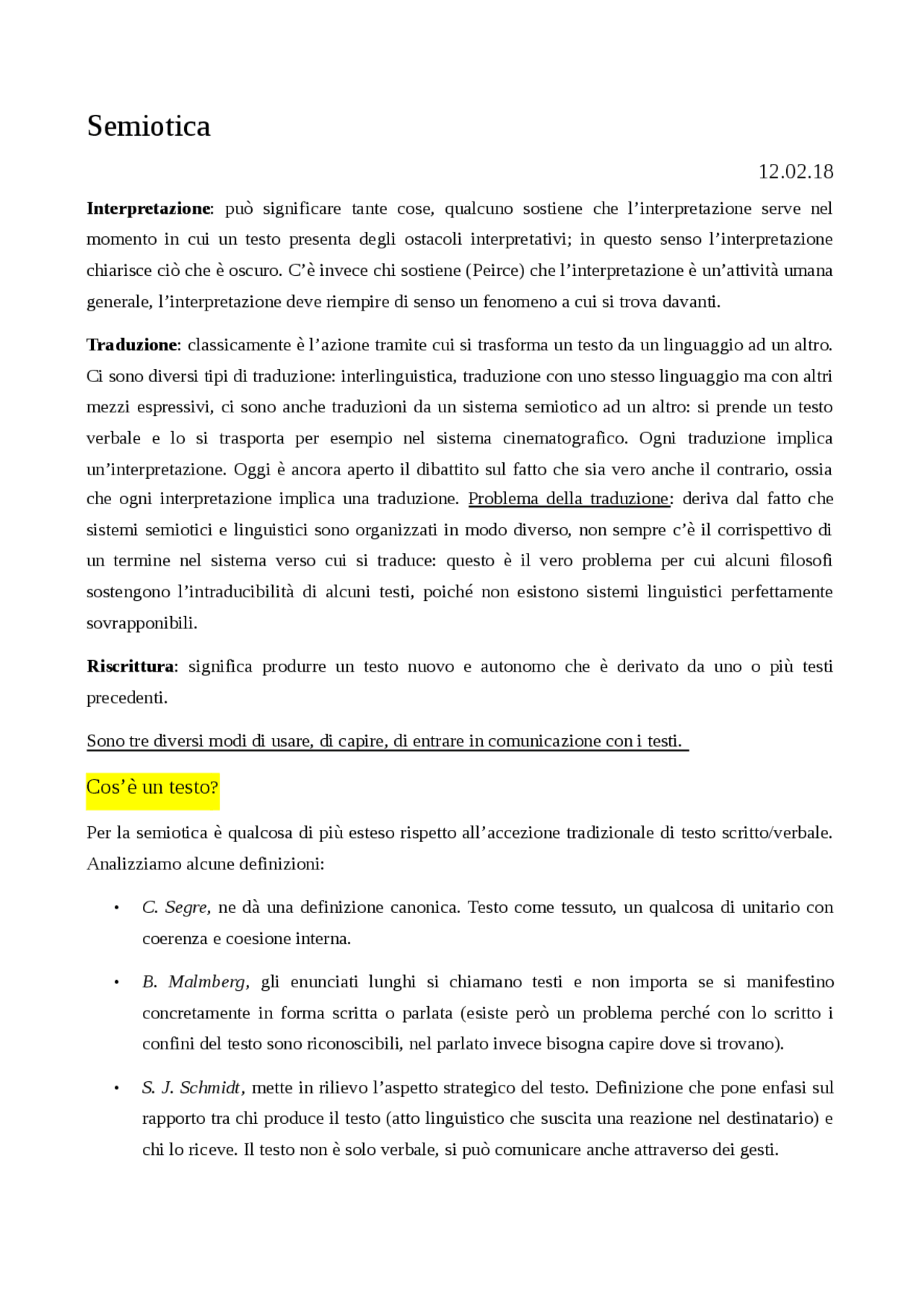 Appunti Di Semiotica Docsity