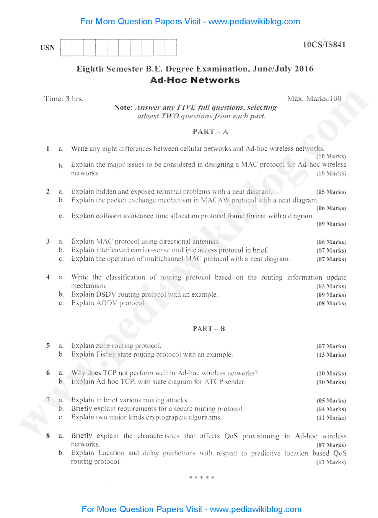 Adhoc networks vtu question papers - Docsity