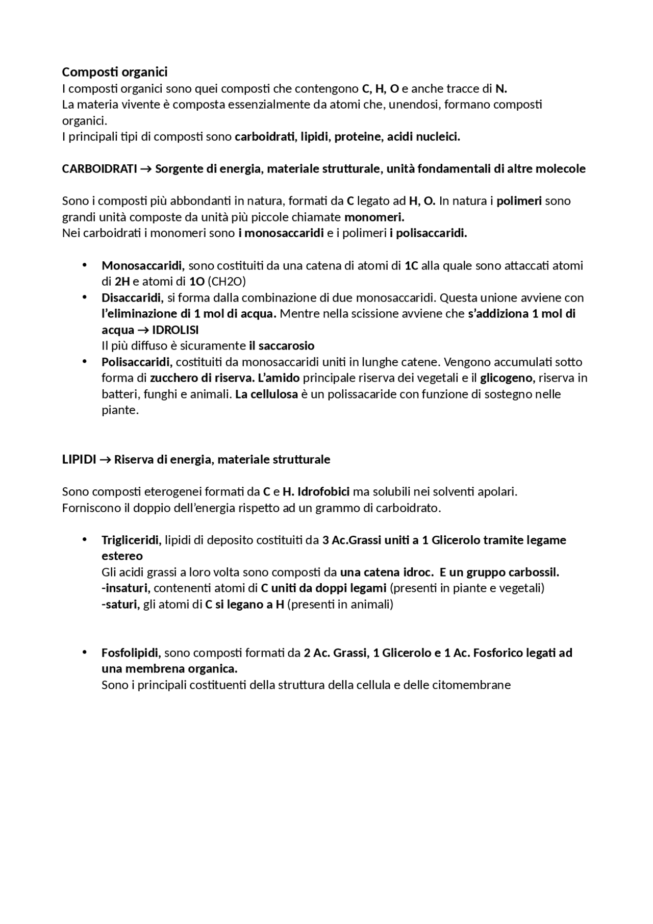 Appunti Di Biologia Composti Organici Appunti Di Biologia Docsity