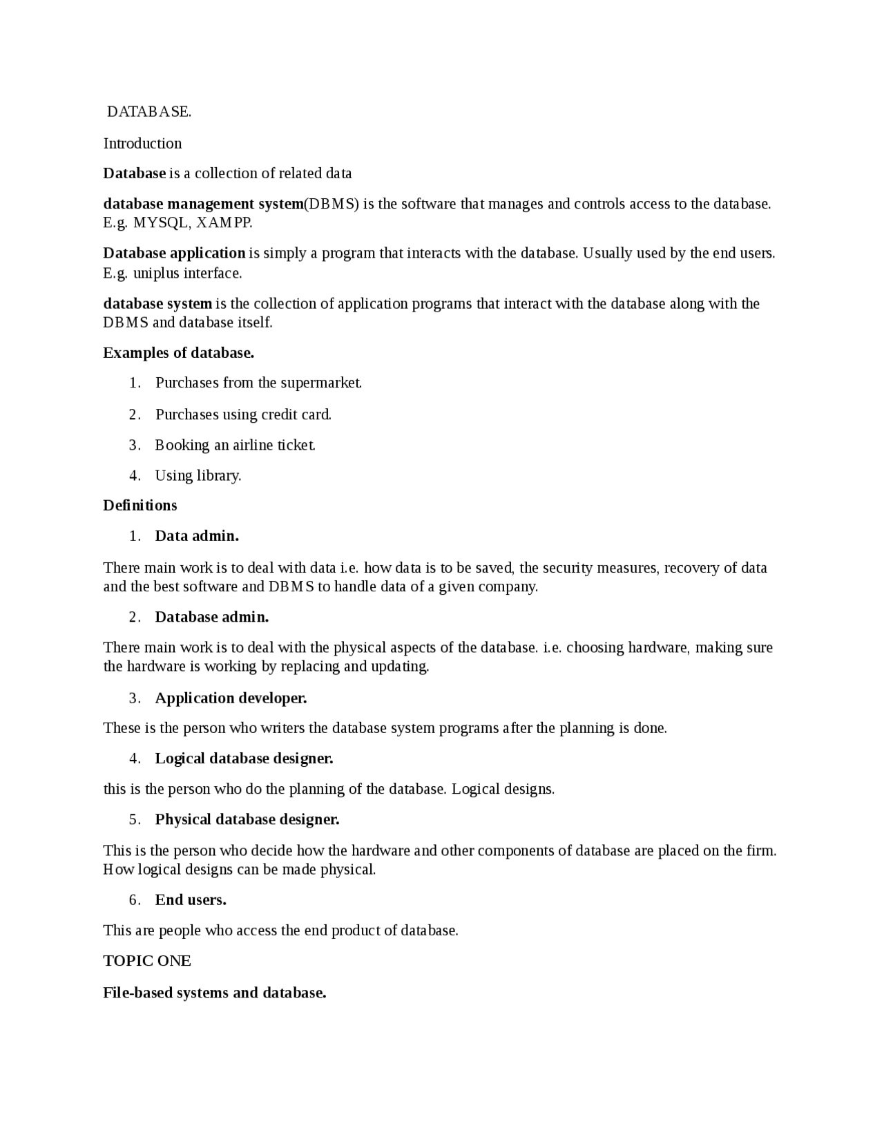 Database Management Systems Docsity