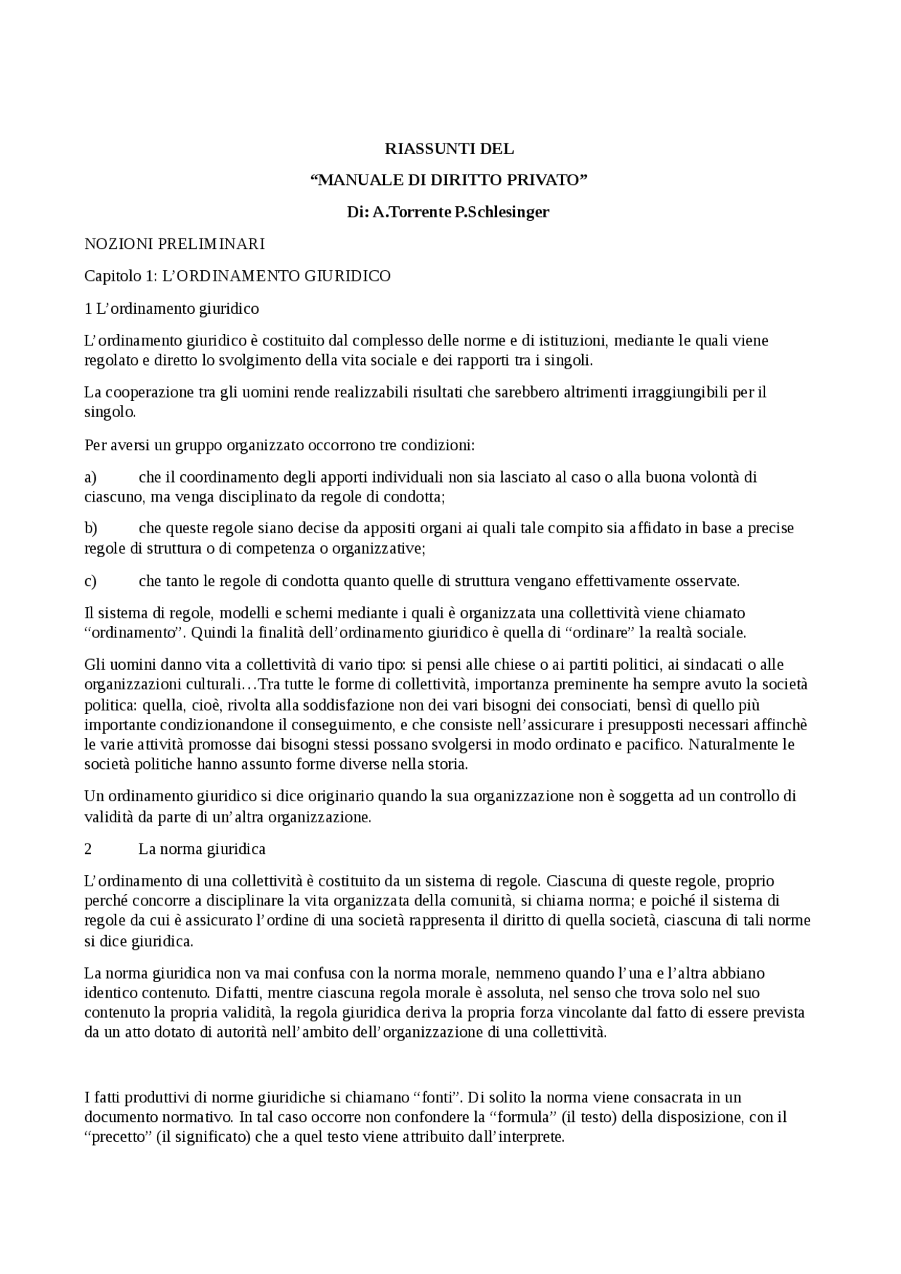 Manuale Di Diritto Privato” Docsity