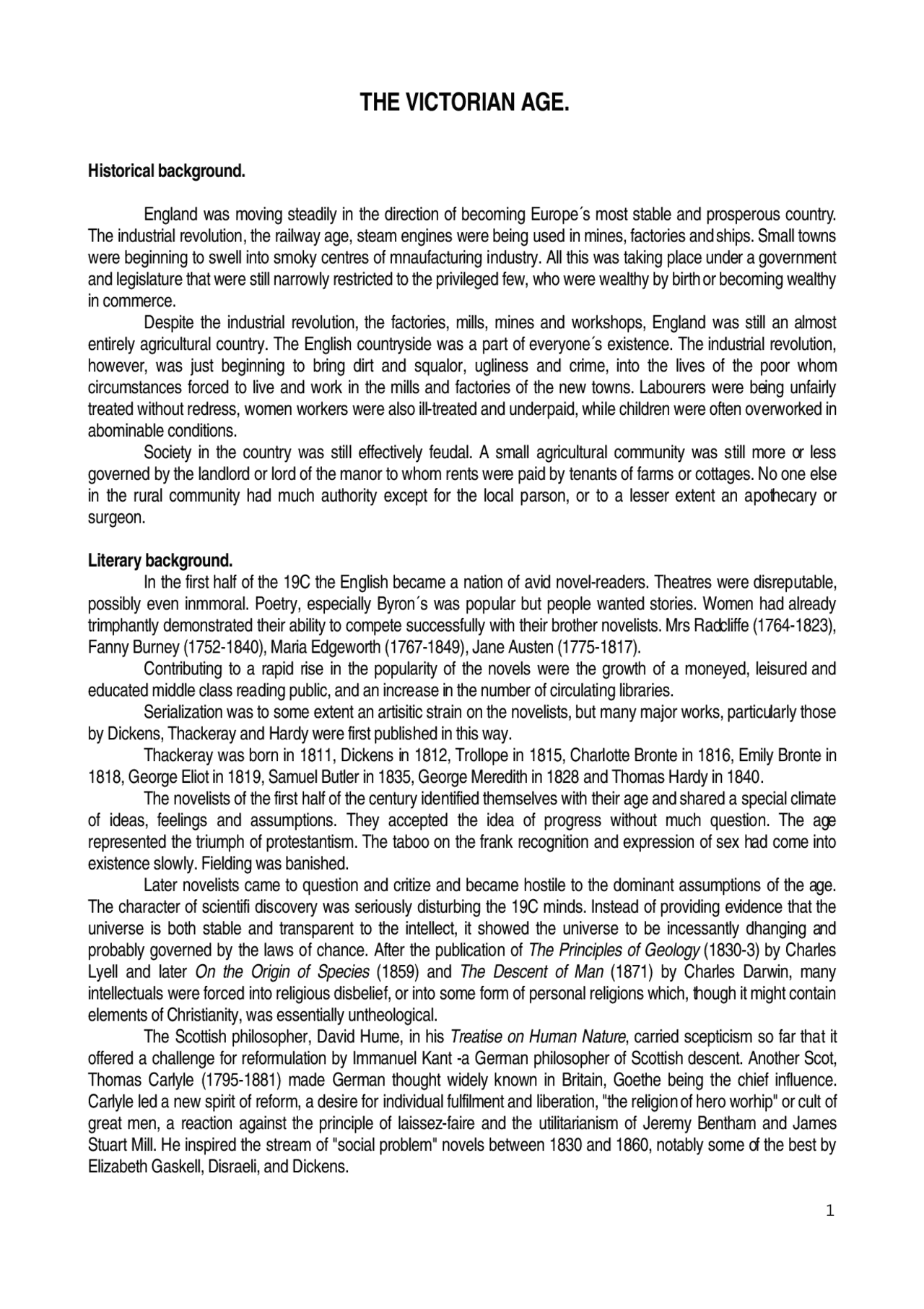 VICTORIAN AGE, literature | High school final essays English | Docsity