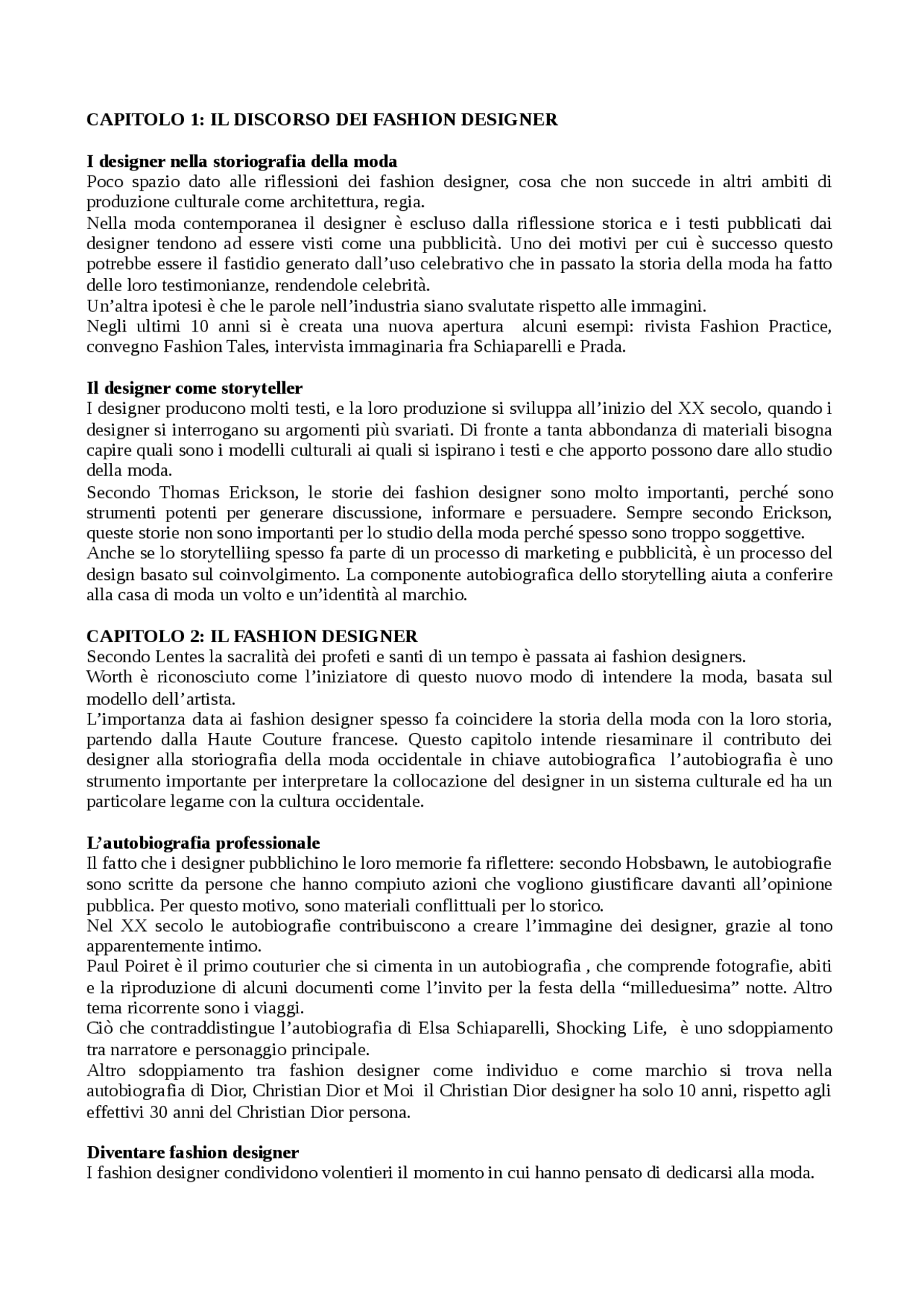 Riassunto La Moda Nei Discorsi Dei Designer Docsity