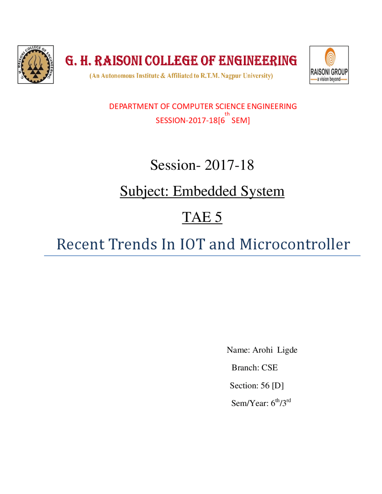 Recent Trends In Iot And Microcontroller Docsity