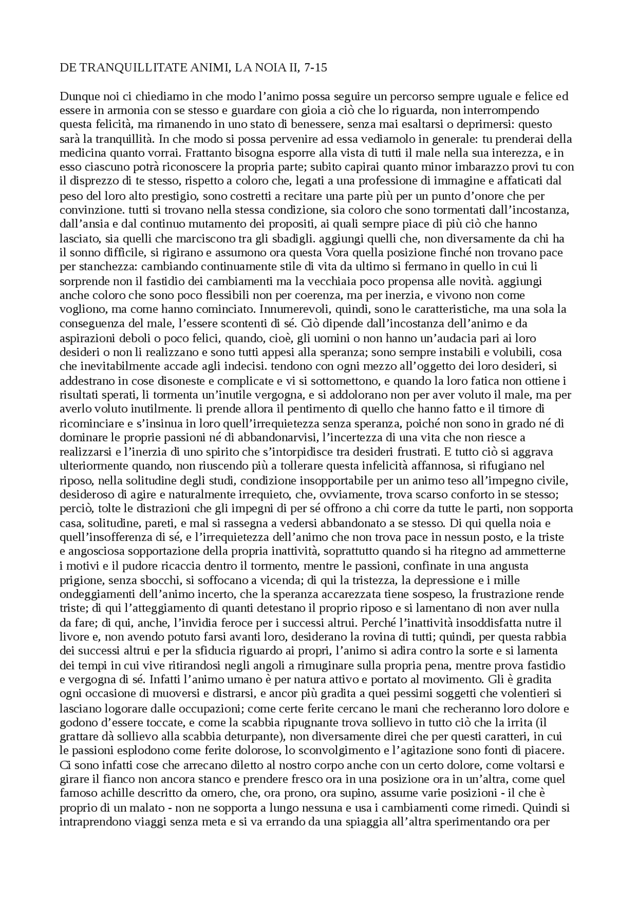 Seneca De Tranquillitate Animi Docsity
