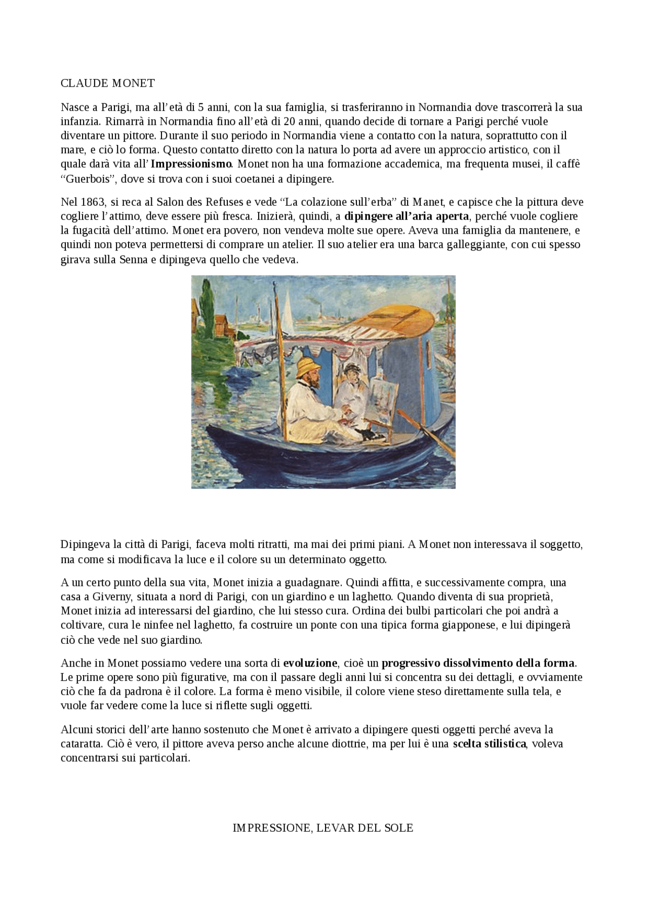Appunti Su Claude Monet Docsity