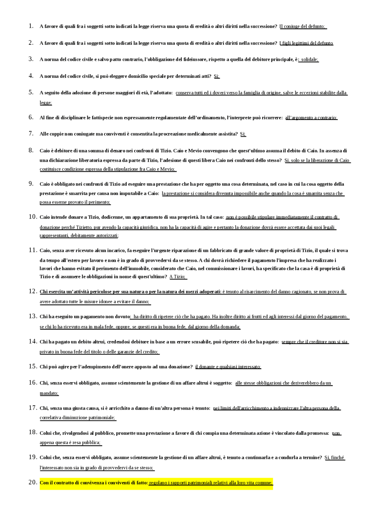 Test Diritto Privato Unicusano Prove Desame Di Diritto Privato Docsity