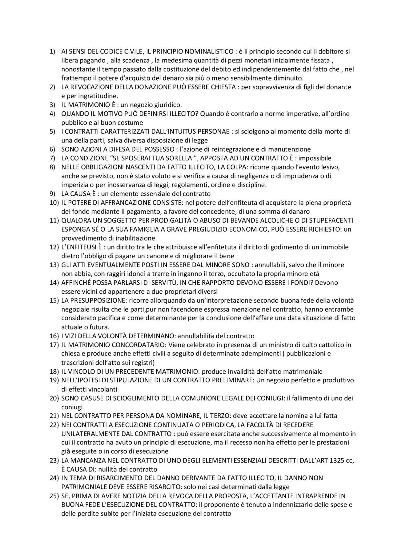 Diritto privato autovalutazione pegaso - Docsity