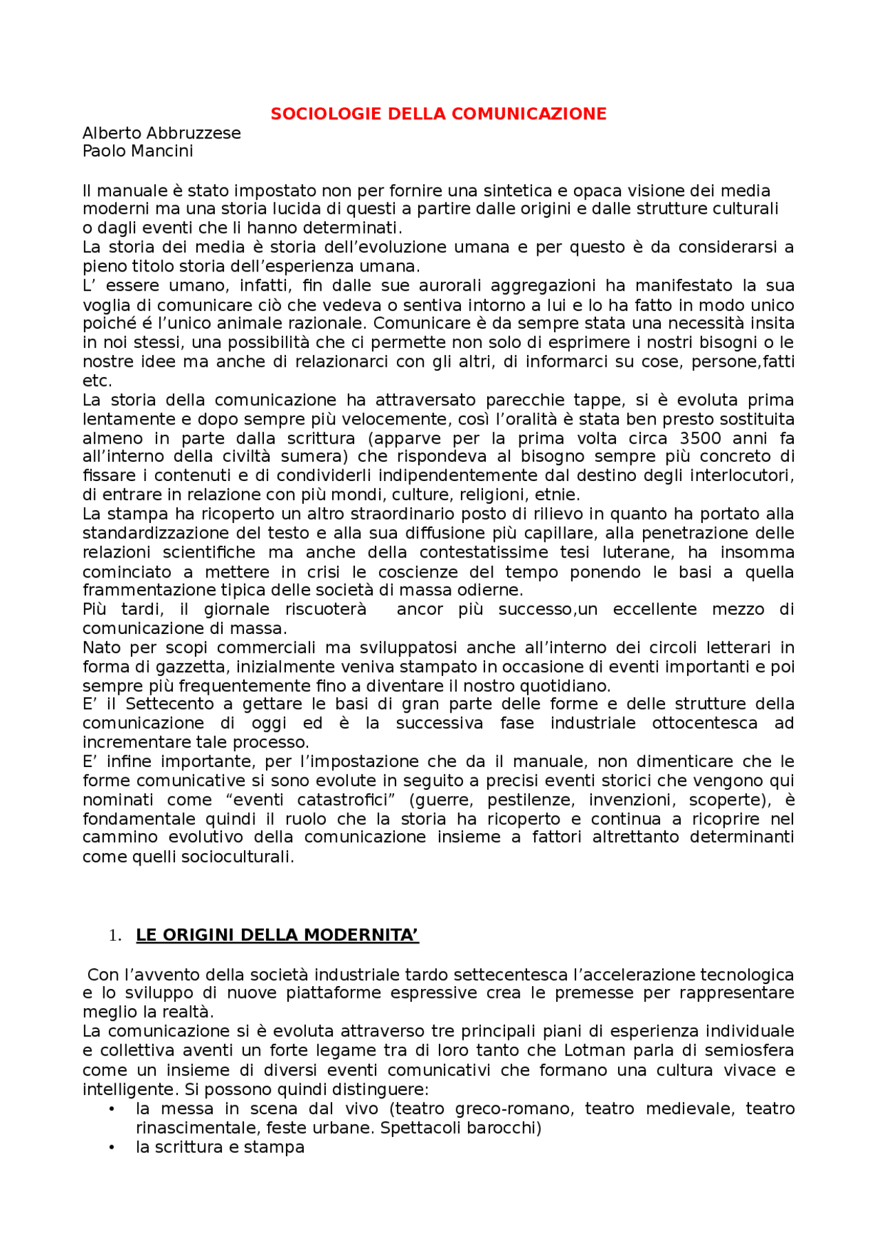 Appunti Libro Sociologie Della Comunicazione Di Abruzzese Appunti Di