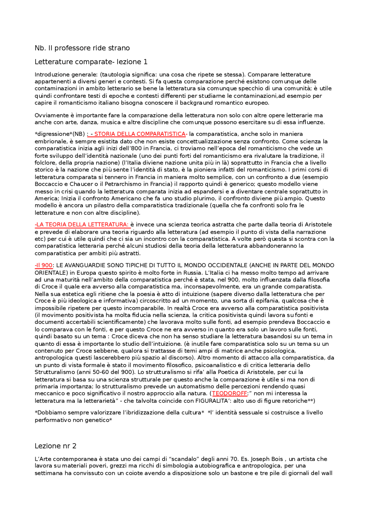 Letterature Comparate Docsity