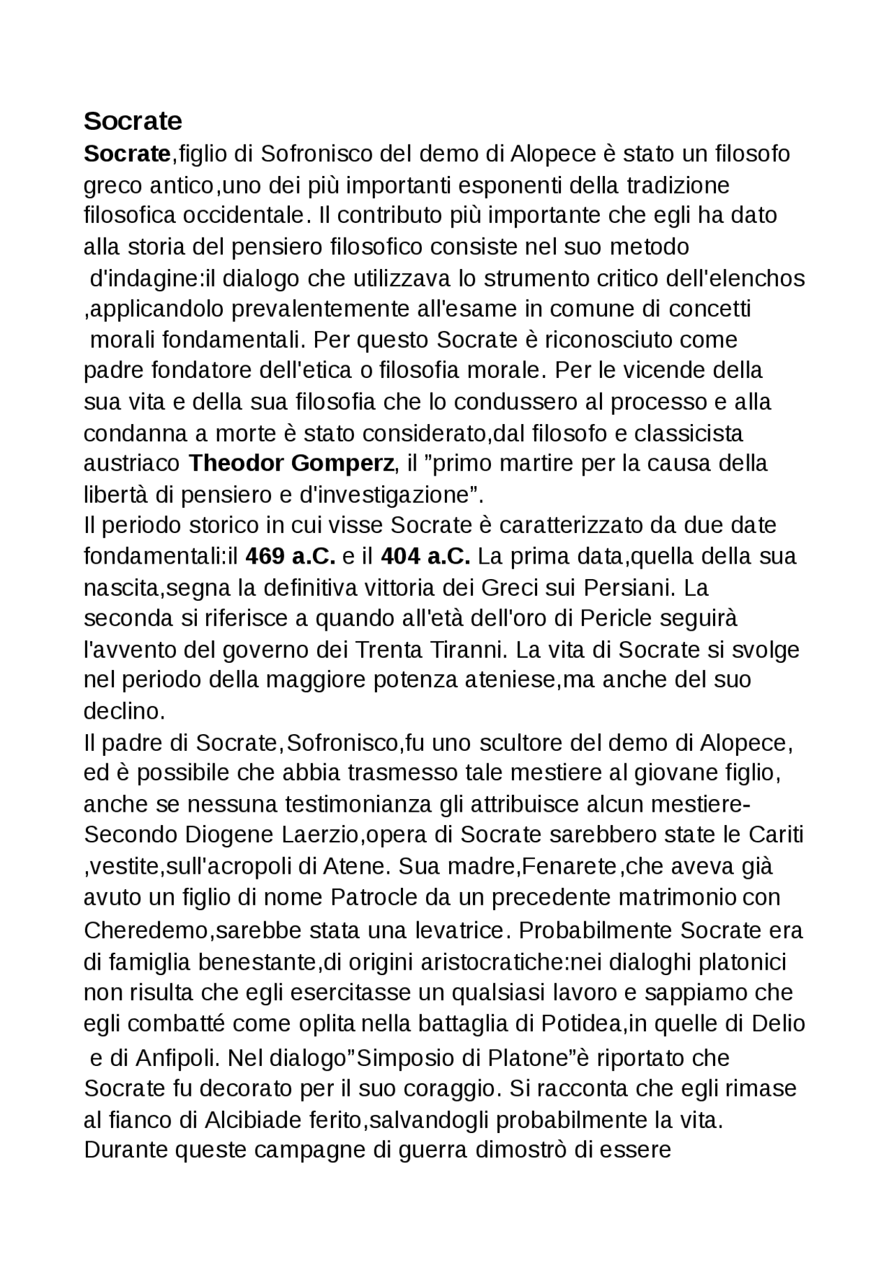 Approfondimenti su Socrate - Docsity