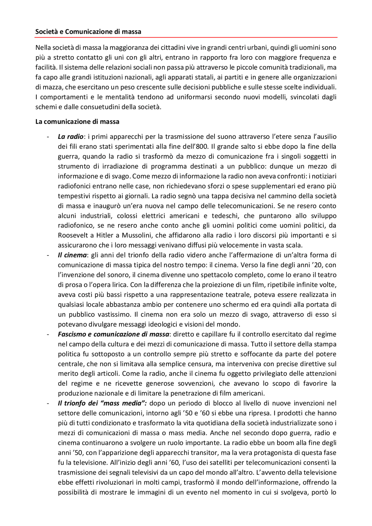 La Comunicazione Di Massa Docsity