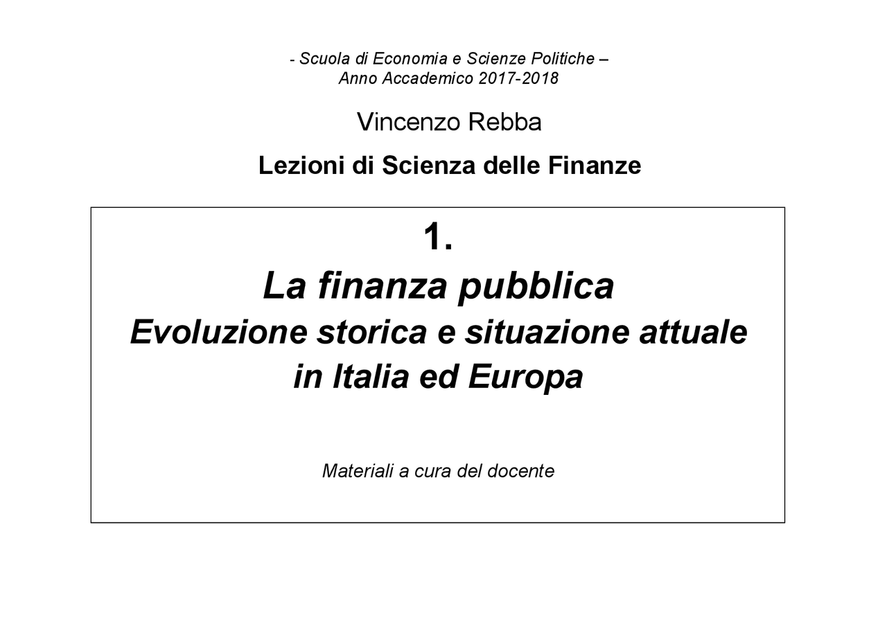 Scienze Della Finanza Docsity
