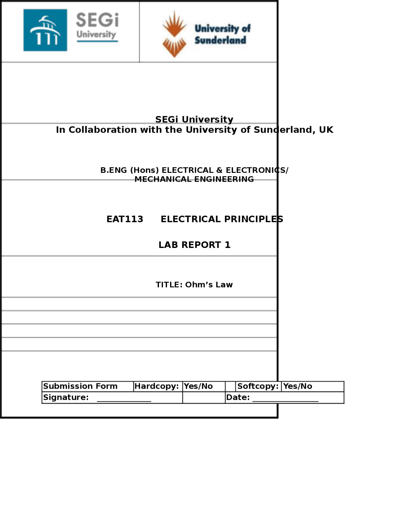 Lab report of the mechanical engineering students - Docsity