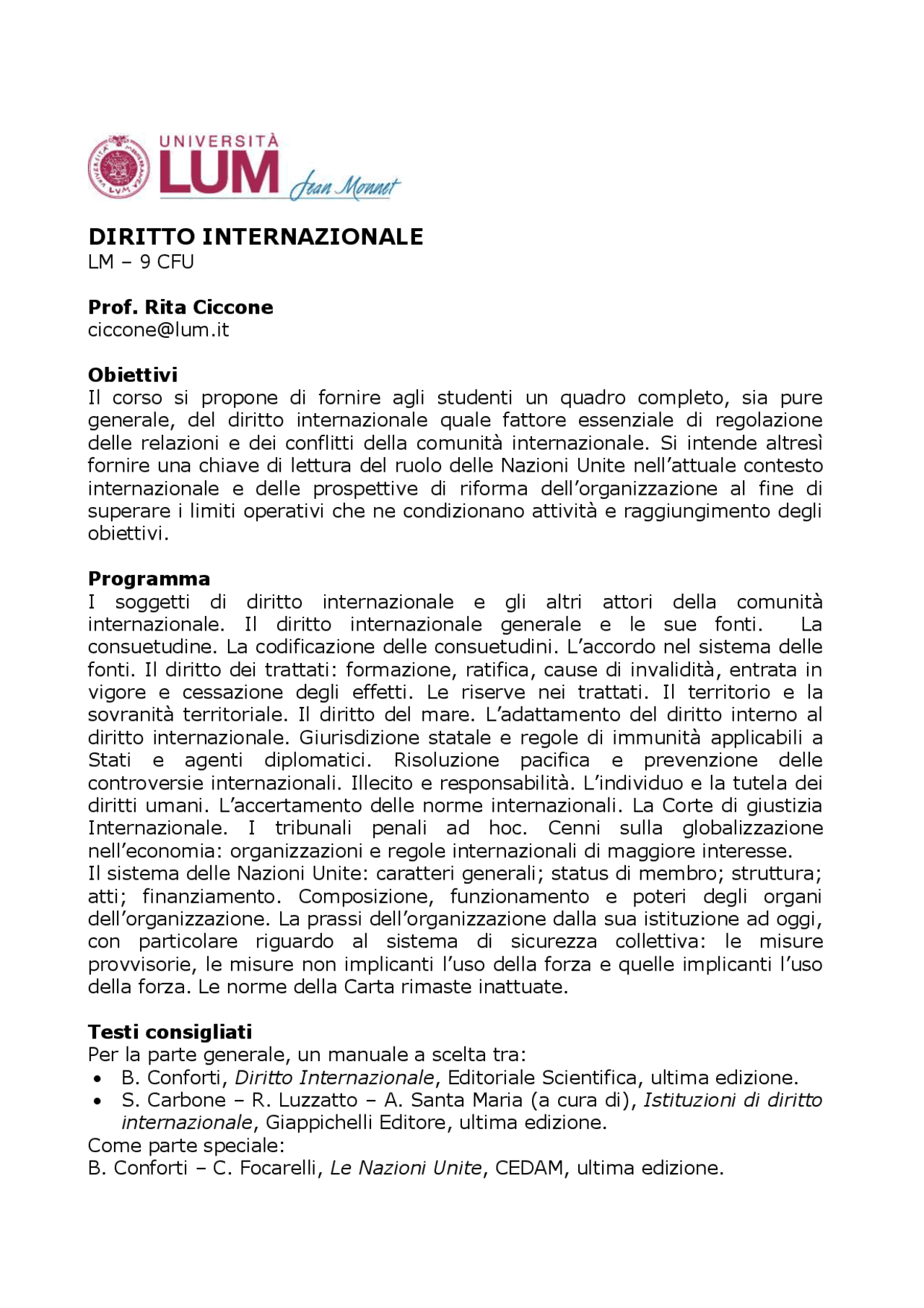 Diritto Internazionale Docsity