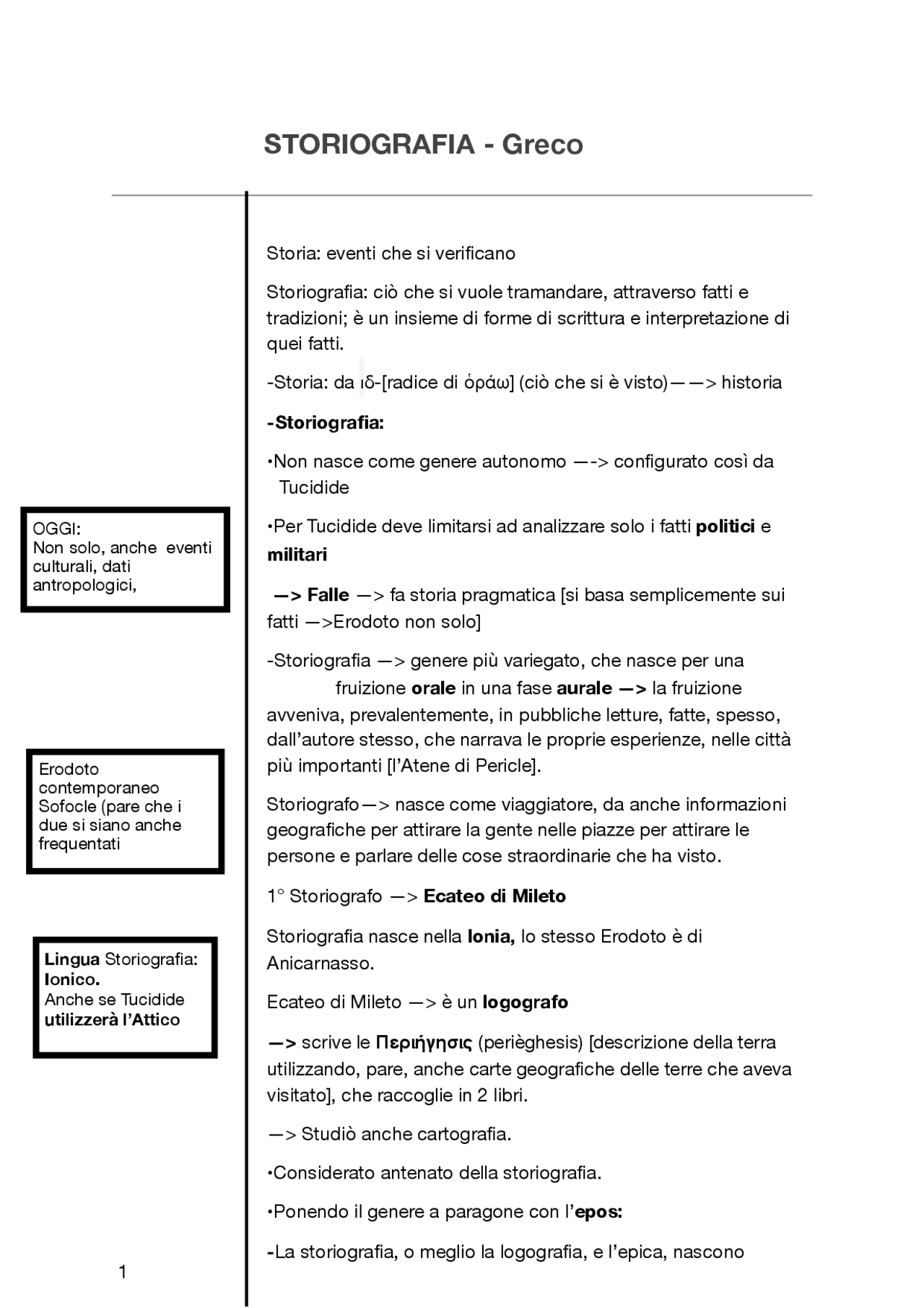 Storiografia E Primi Storici Docsity