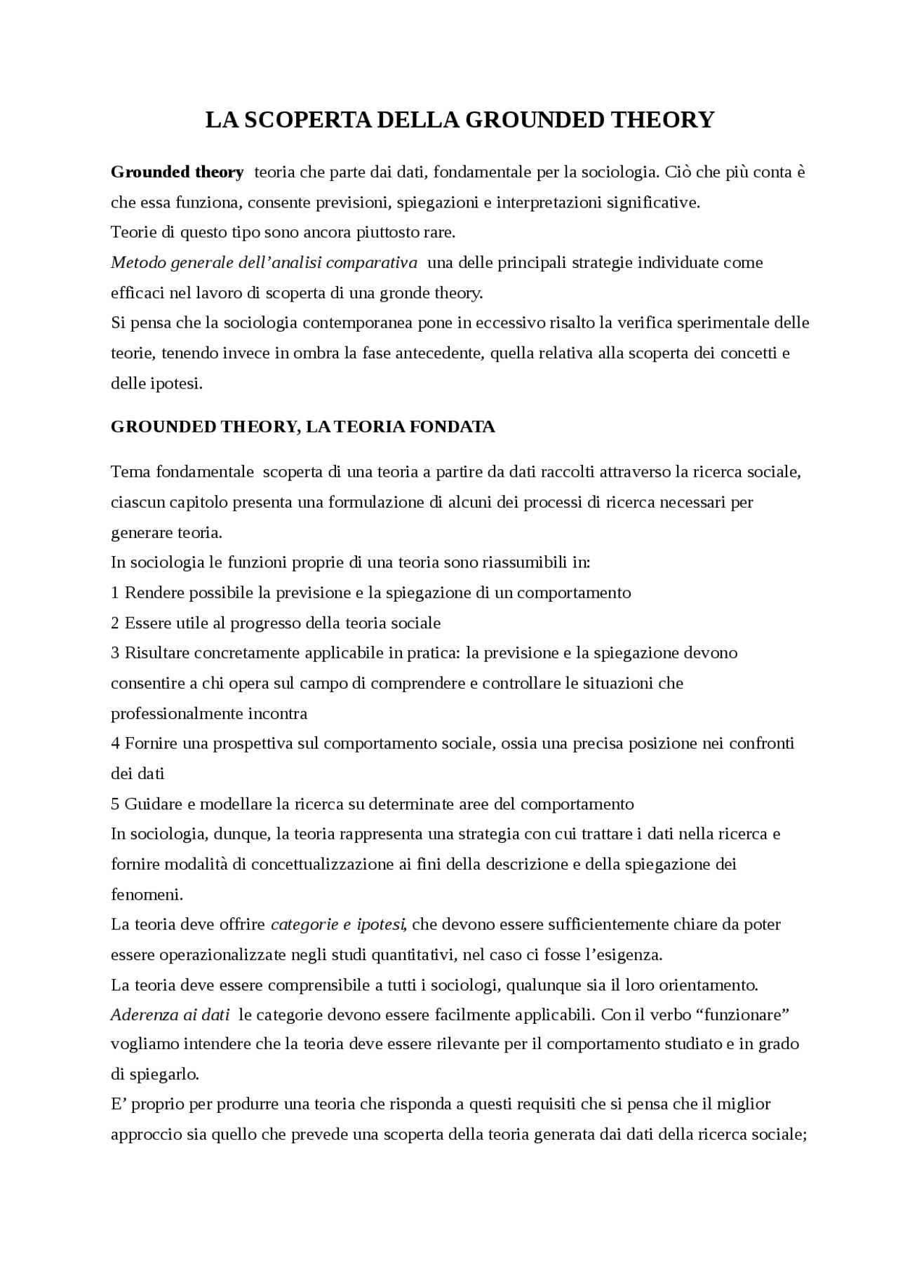 La Scoperta Della Grounded Theory Docsity