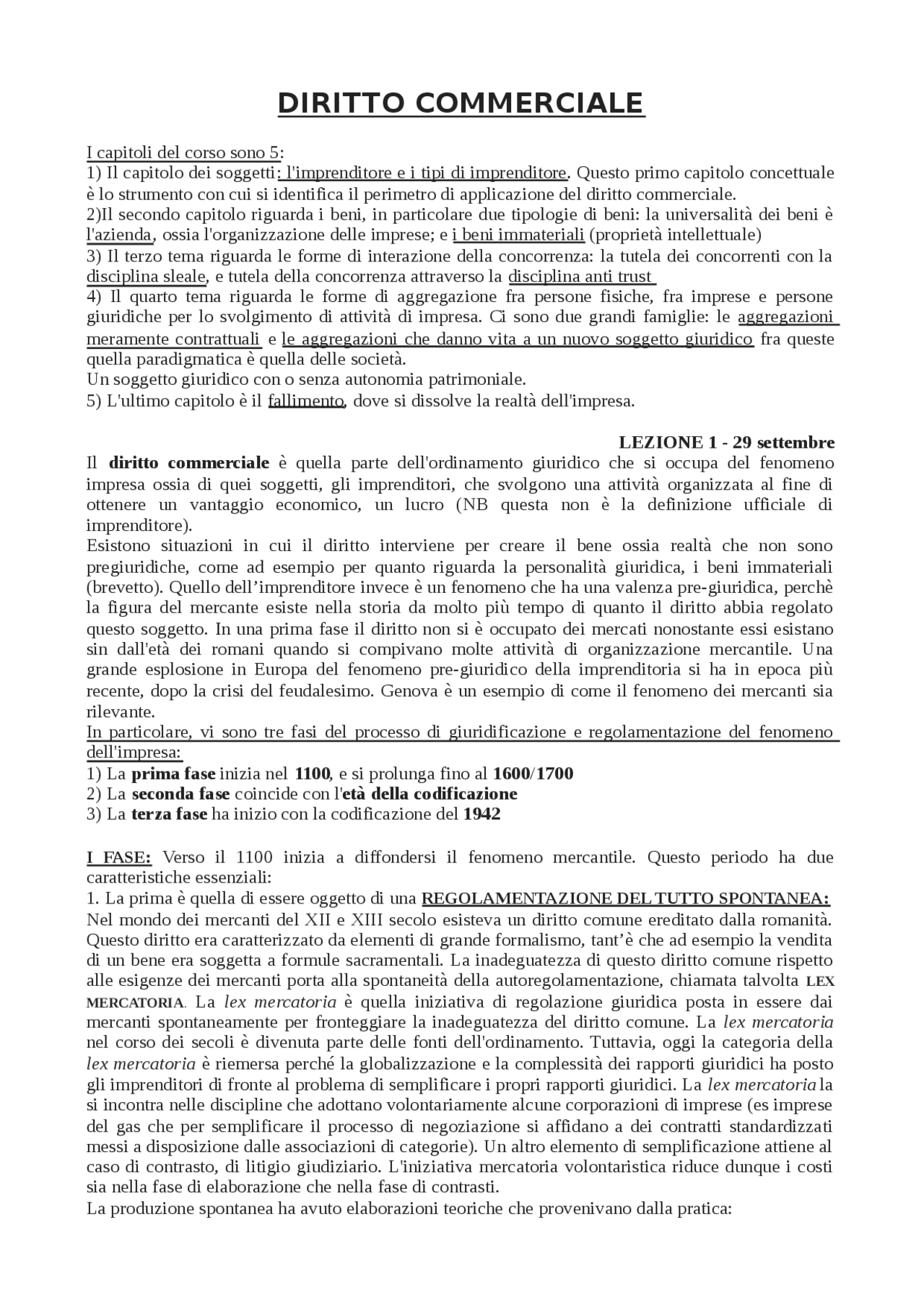 Appunti Completi Di Diritto Commerciale I Docsity