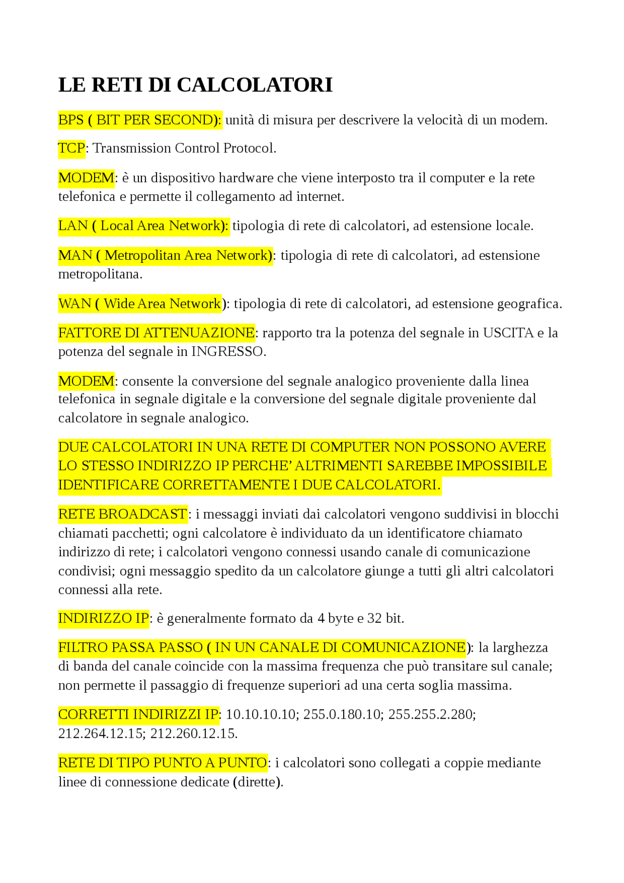 Concetti Principali Di Informatica Appunti Di Elementi Di Informatica