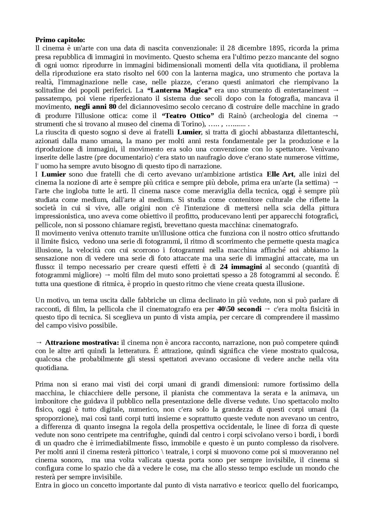 Appunti Di Storia Del Cinema Docsity