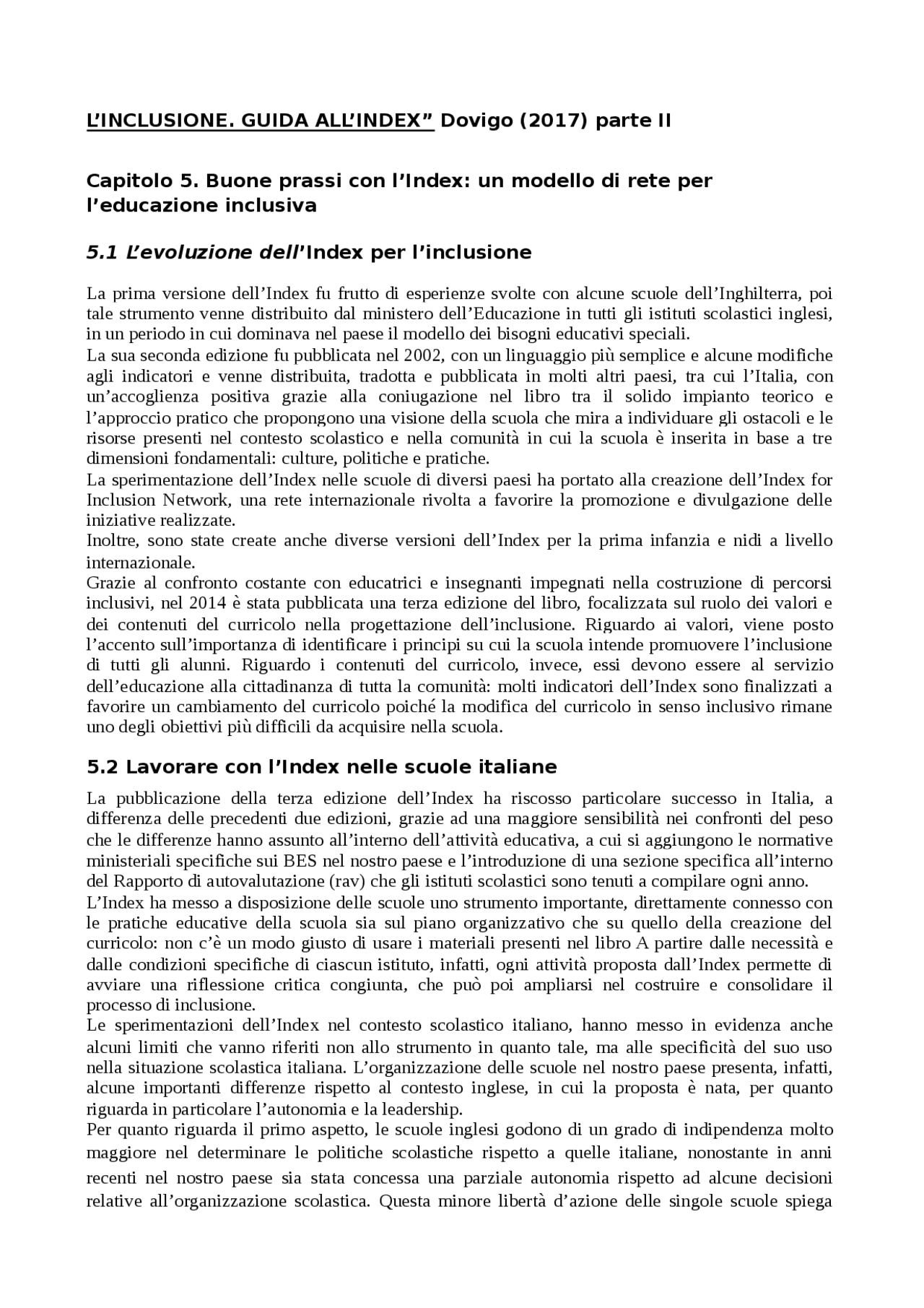 Lindex Per Linclusione Parte Ii Docsity