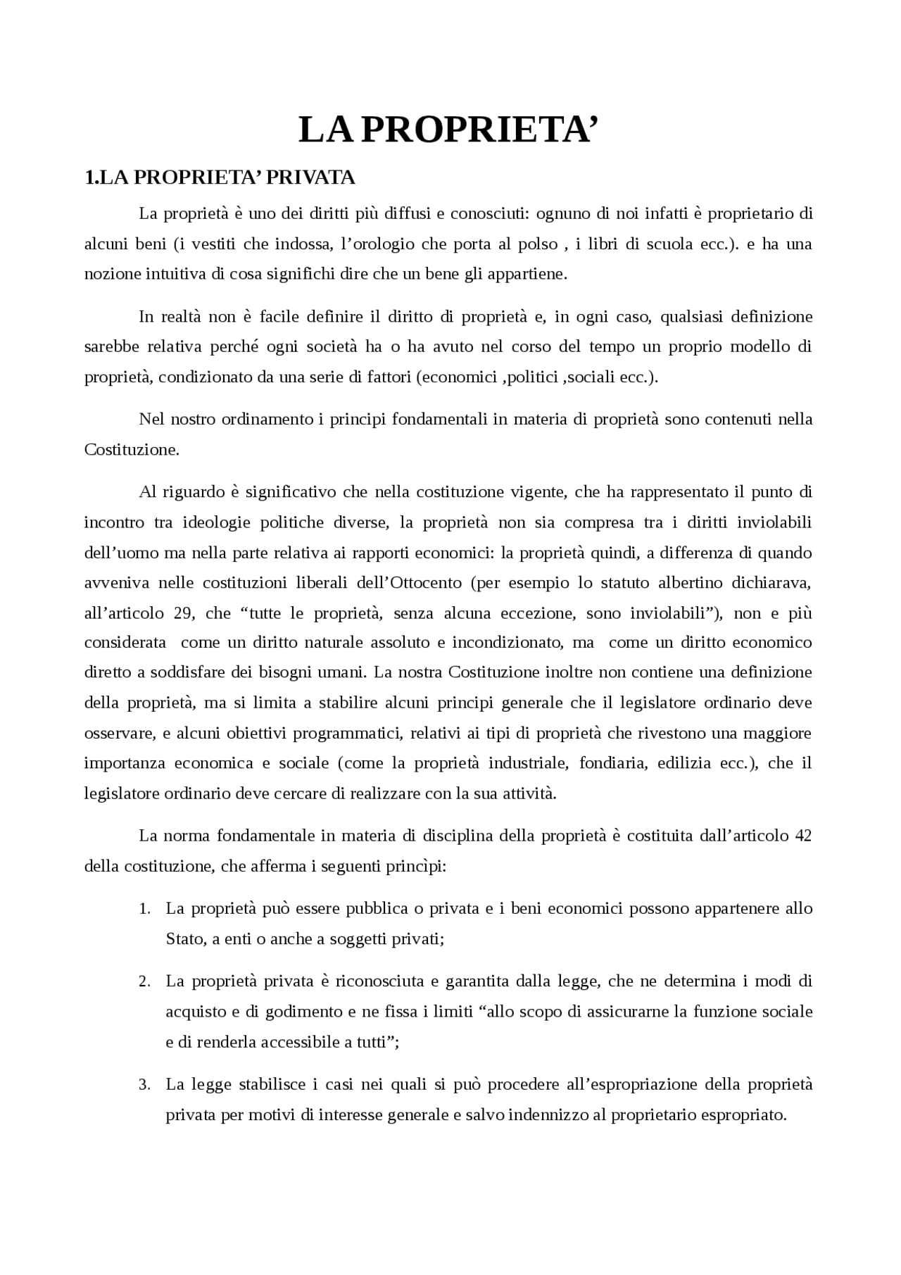 La Proprietà Diritti Reali Docsity