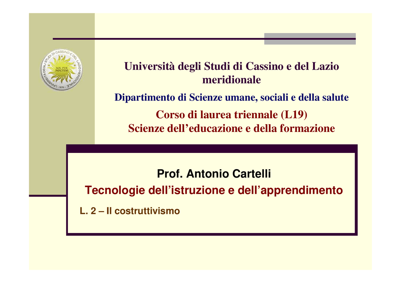 Tecnologie Della Comunicazione E Dellapprendimento Docsity