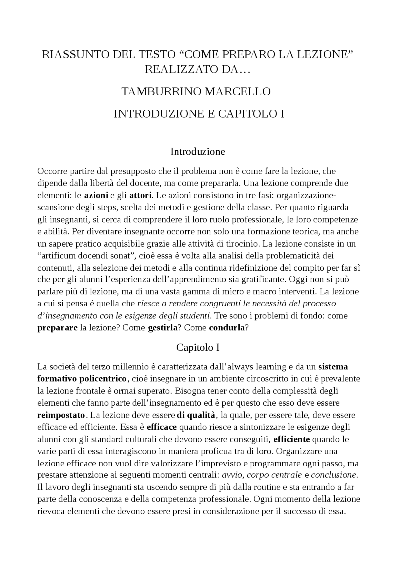 Riassunto Agire Didattico Docsity