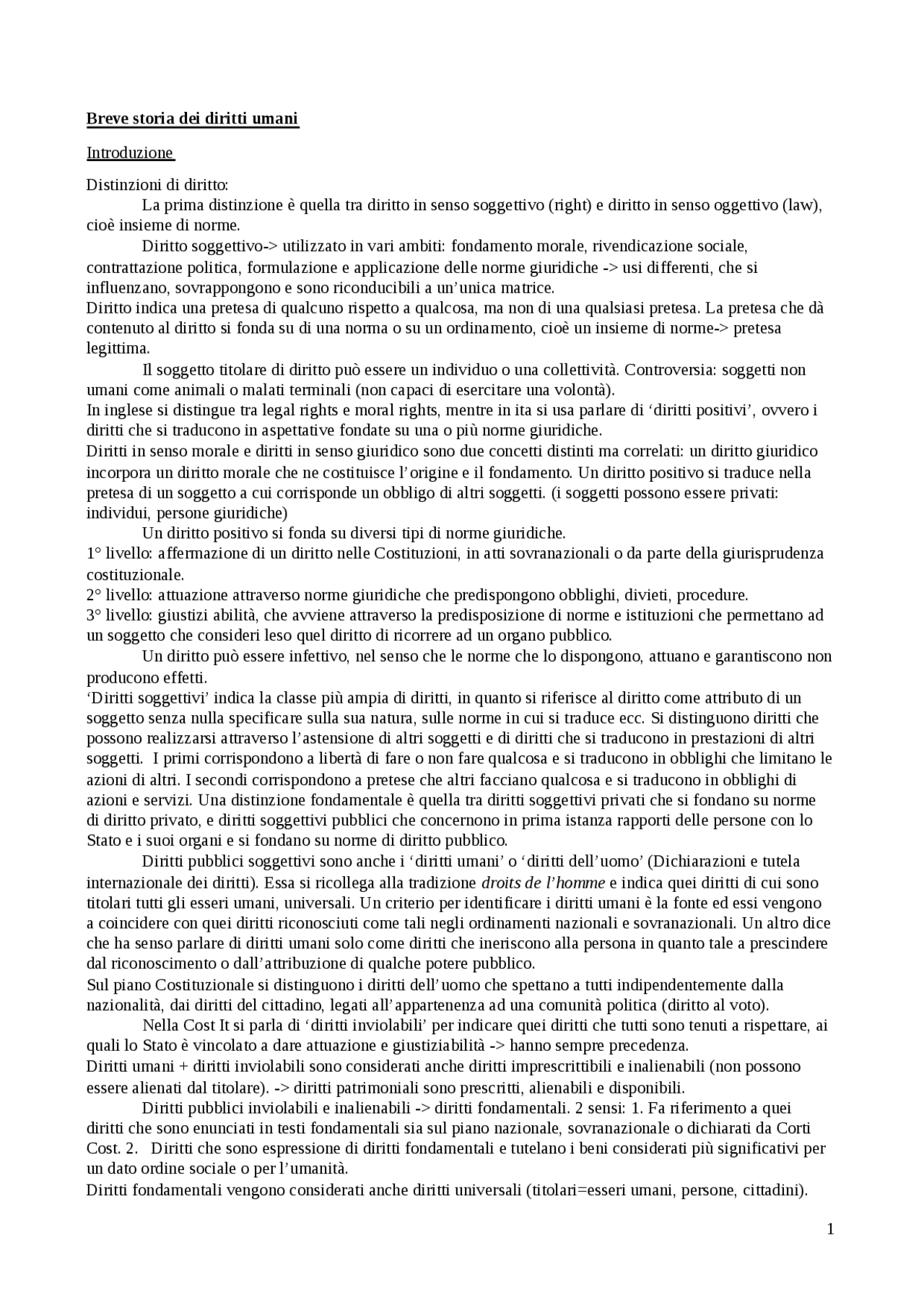 Breve Storia Dei Diritti Umani Docsity