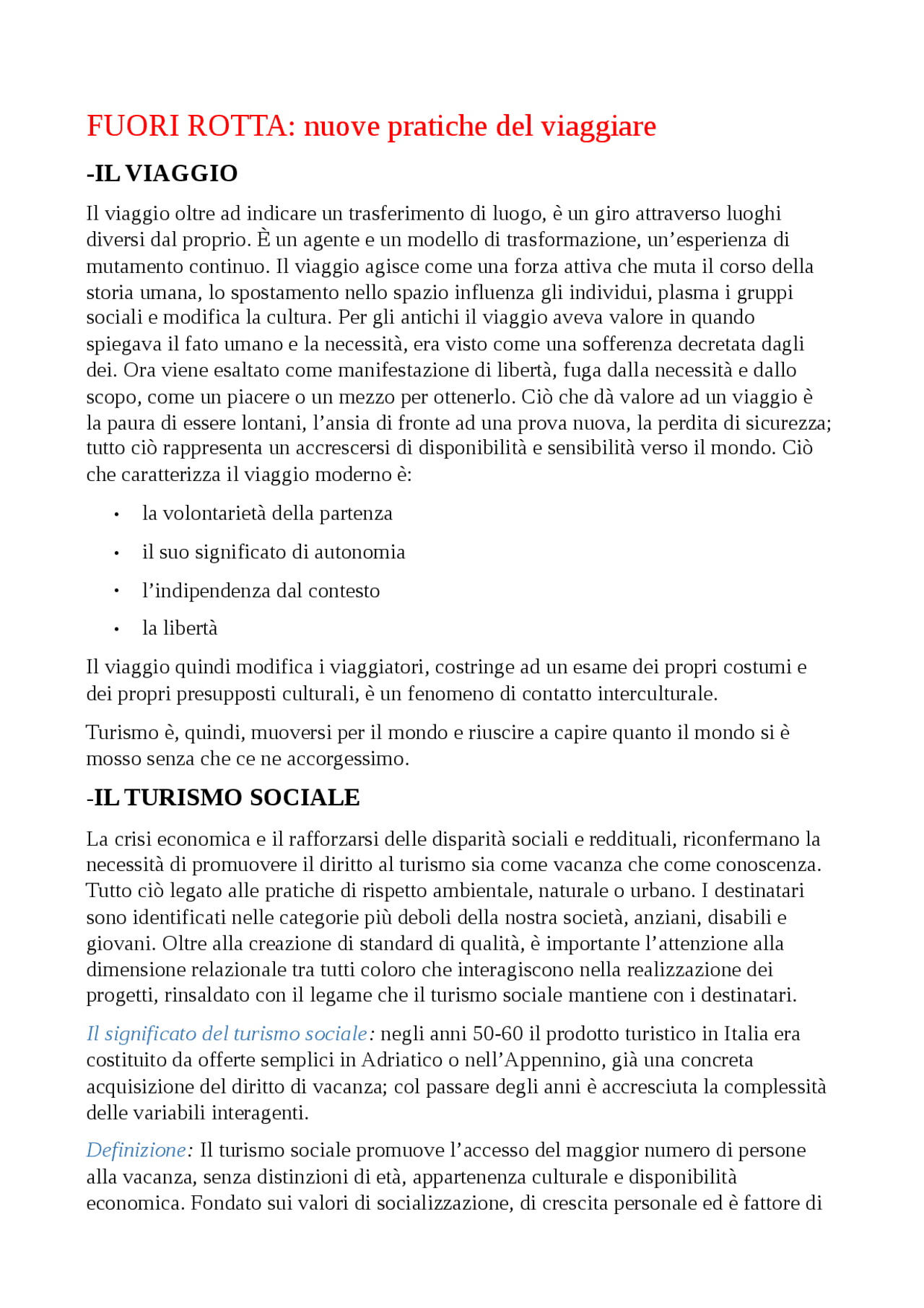Fuori Rotta Riassunto Docsity