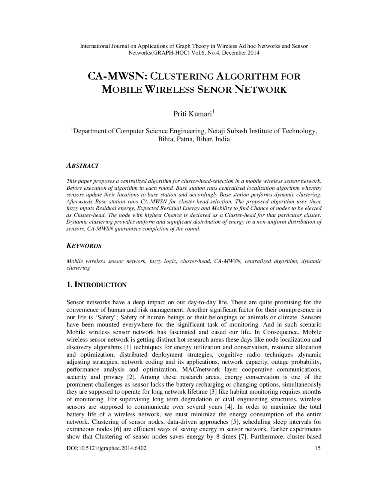 Adaptive Clustering For Mobile Networks Docsity