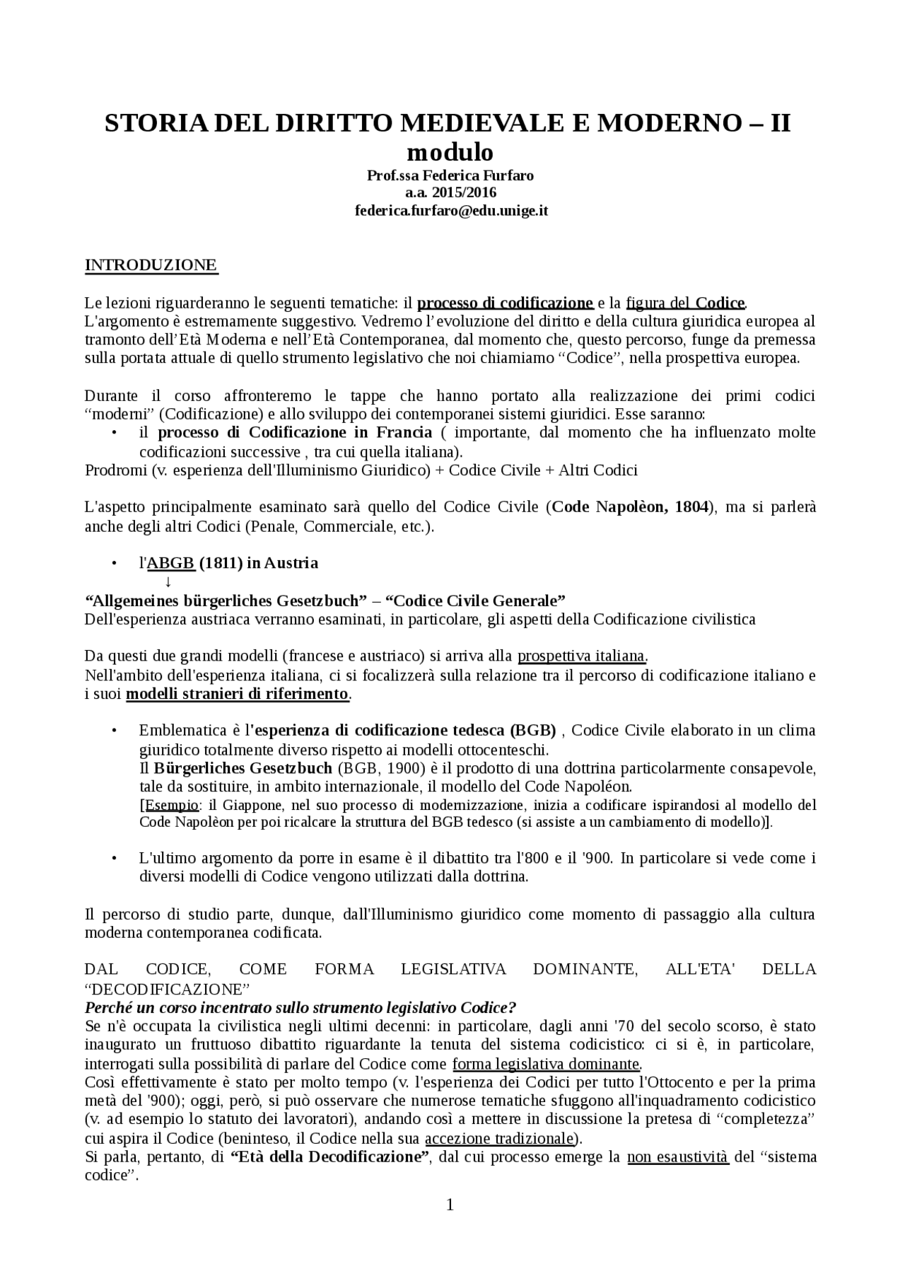 Storia Del Diritto Moderno Docsity