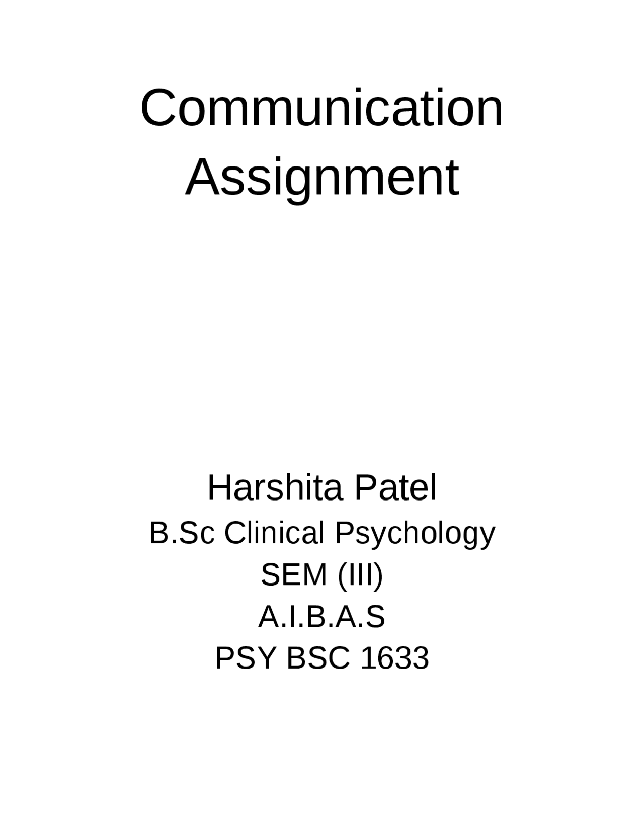 Assignment For Effective Communication Docsity