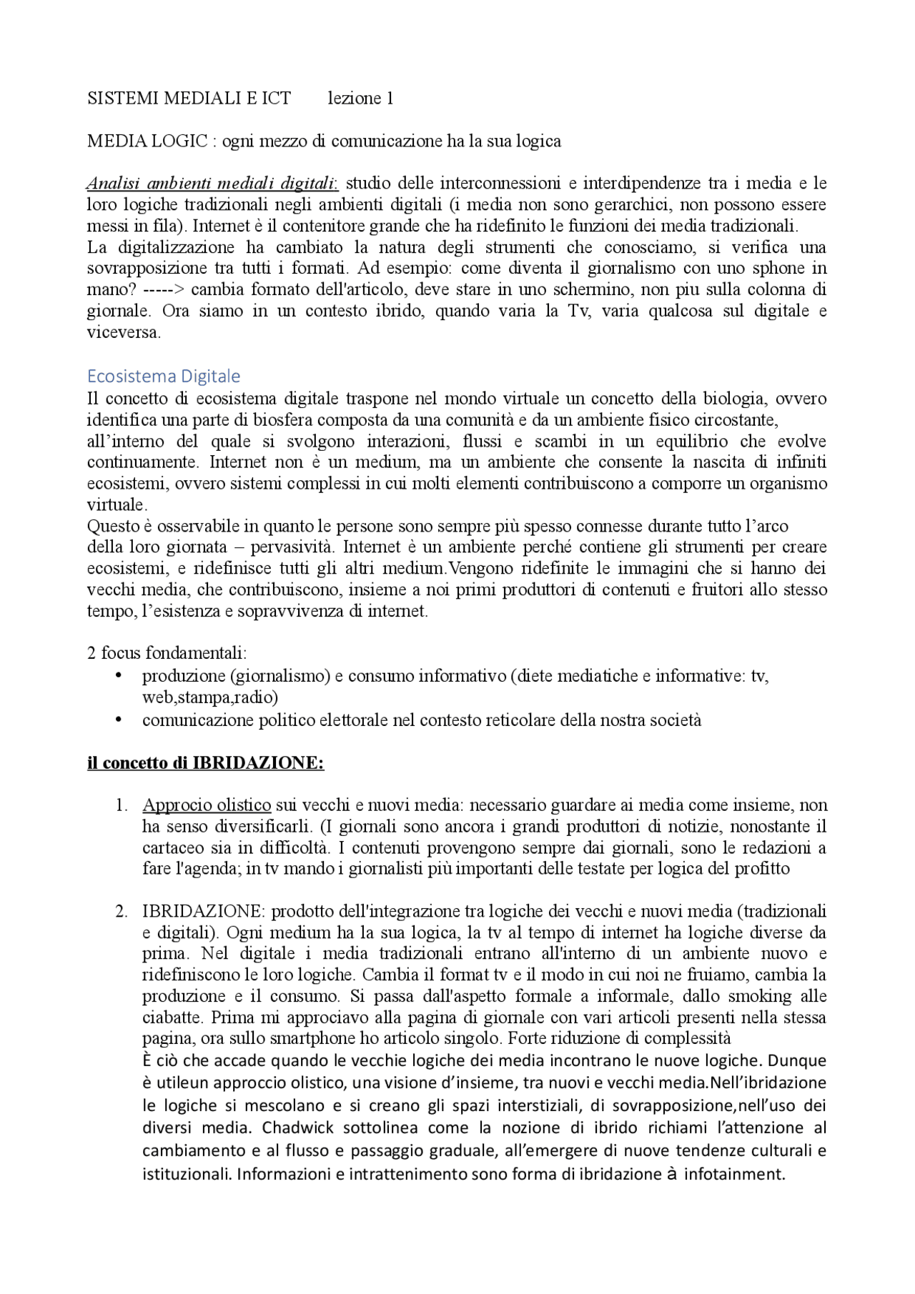 Appunti Completi Sistemi Mediali E Ict Docsity