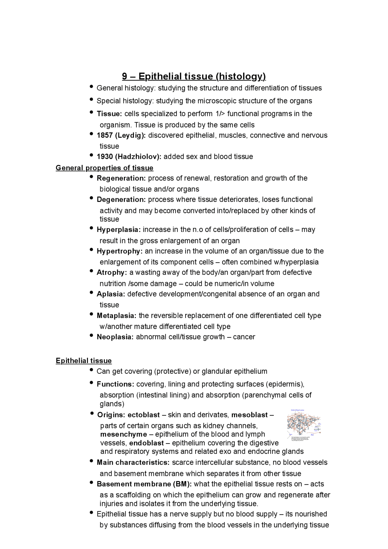 epithelial tissue - histology | Lecture notes Cytology and Histology ...