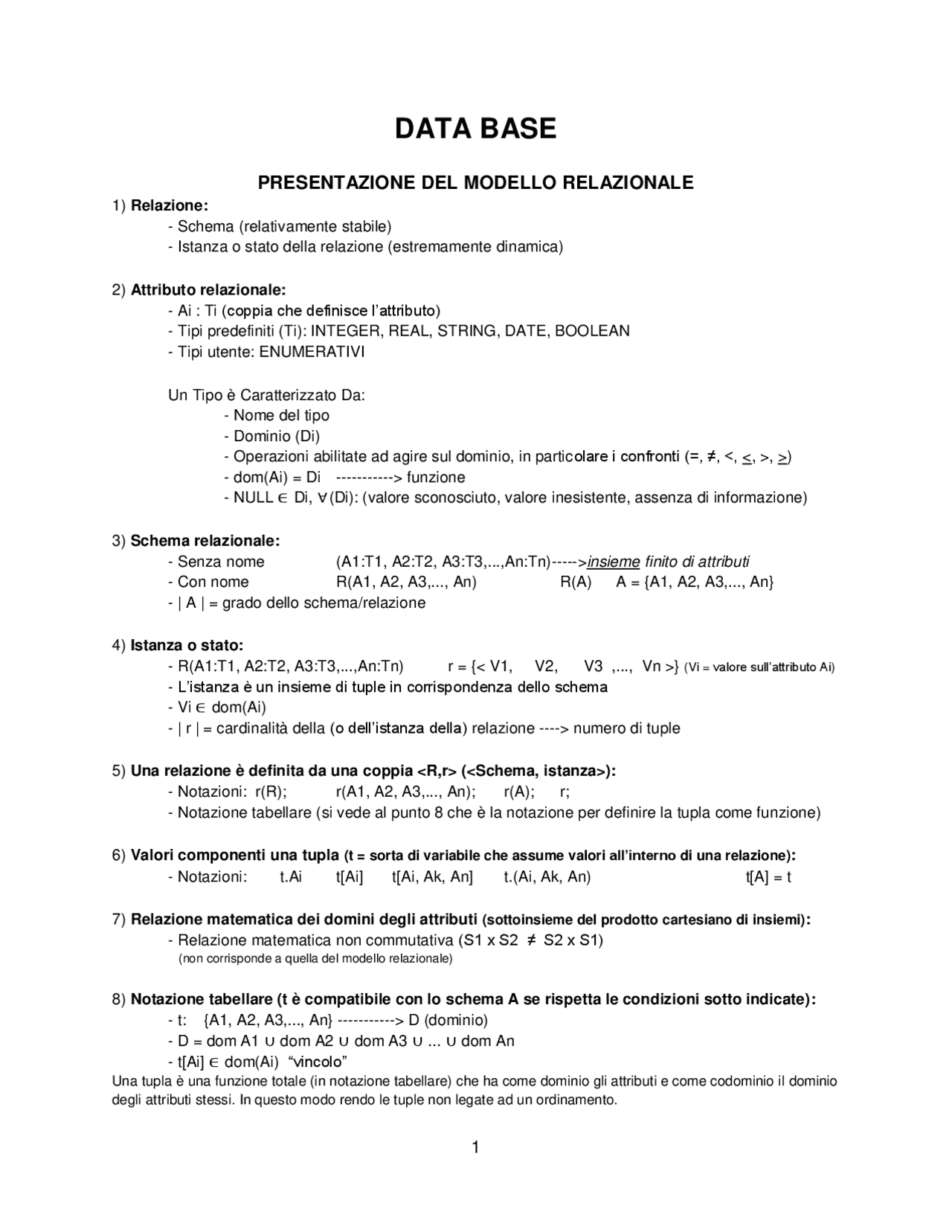 Dispense Database teoria + qwery - Docsity