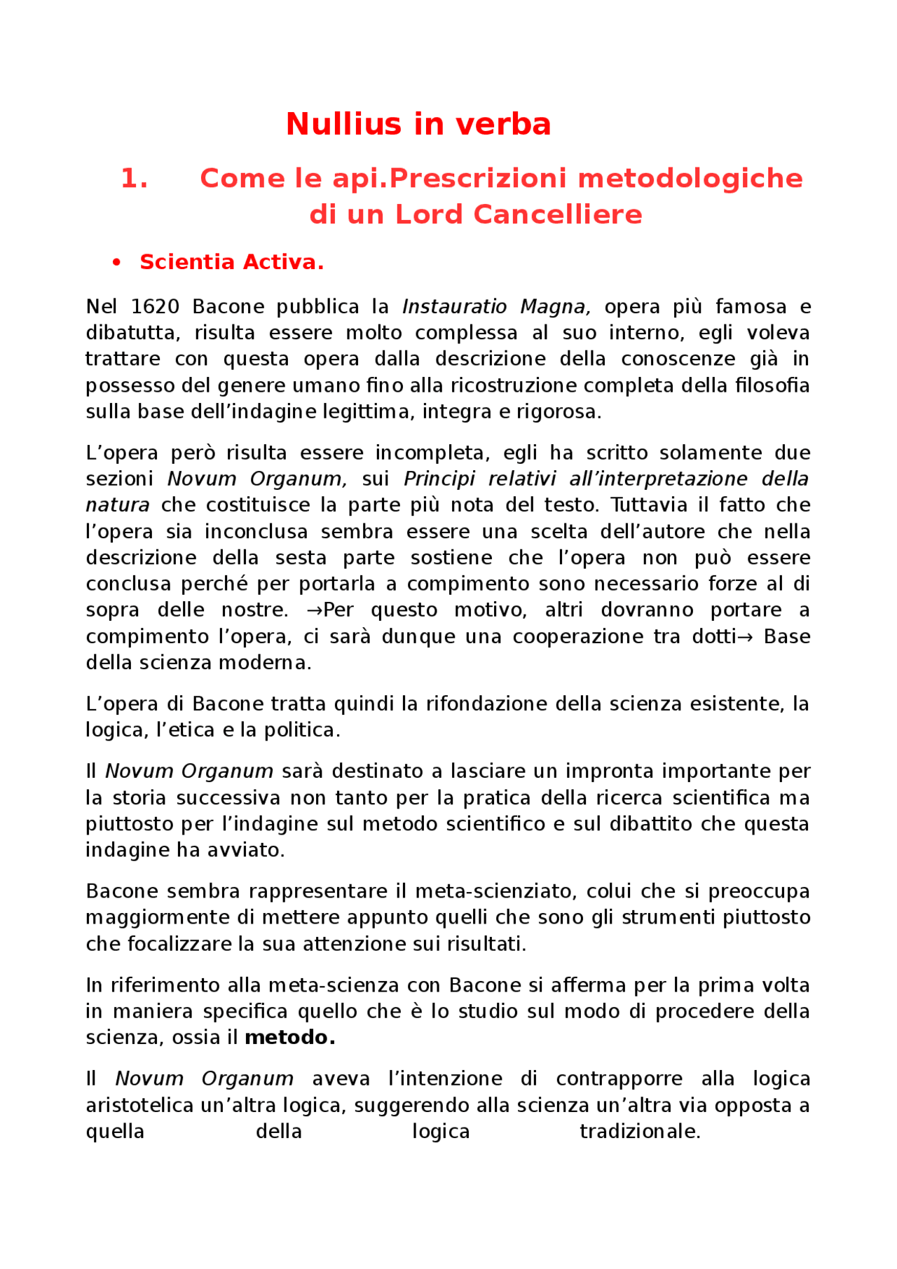 Nullius in Verba, E. Campelli - Docsity