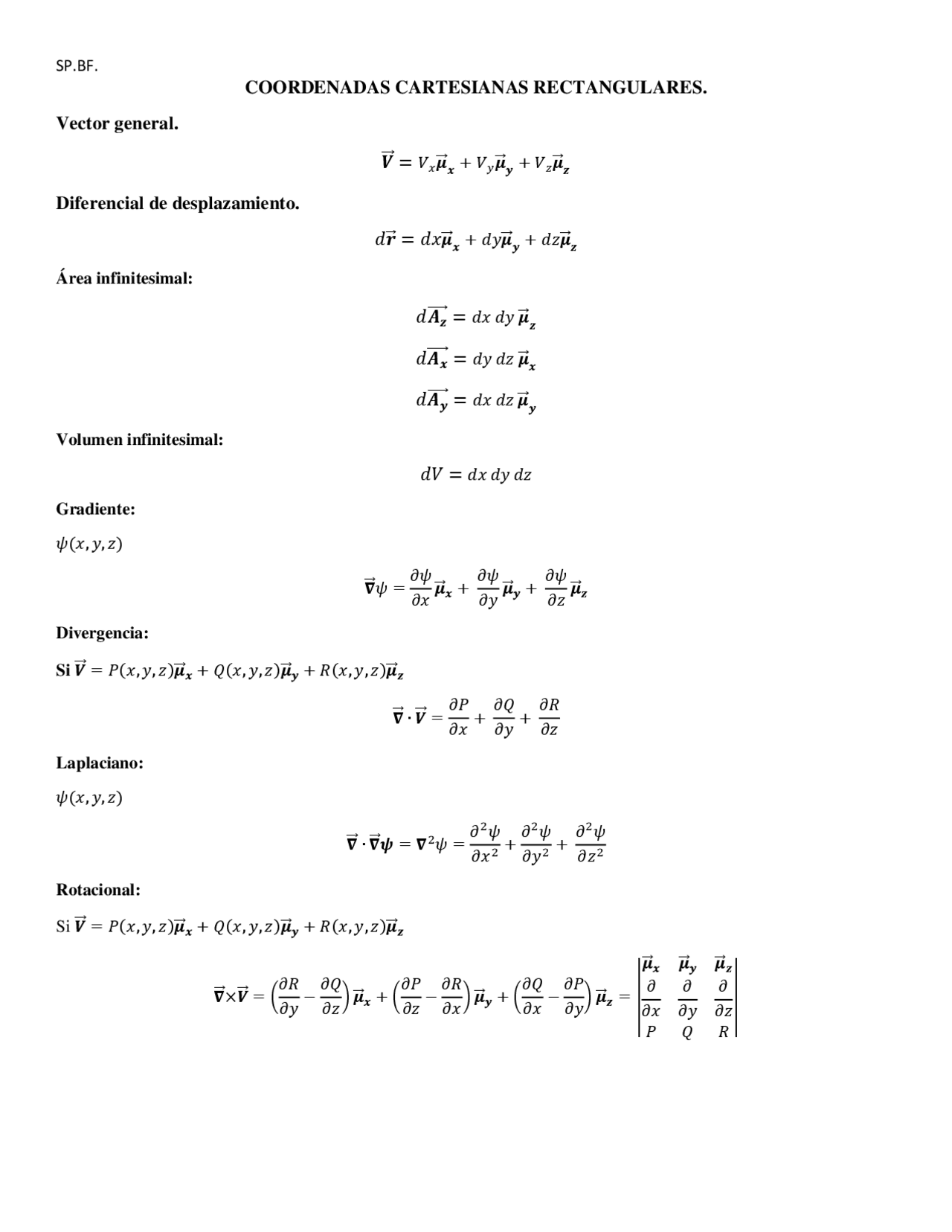 Formulario De Calculo Vectorial Para Electricidad Docsity