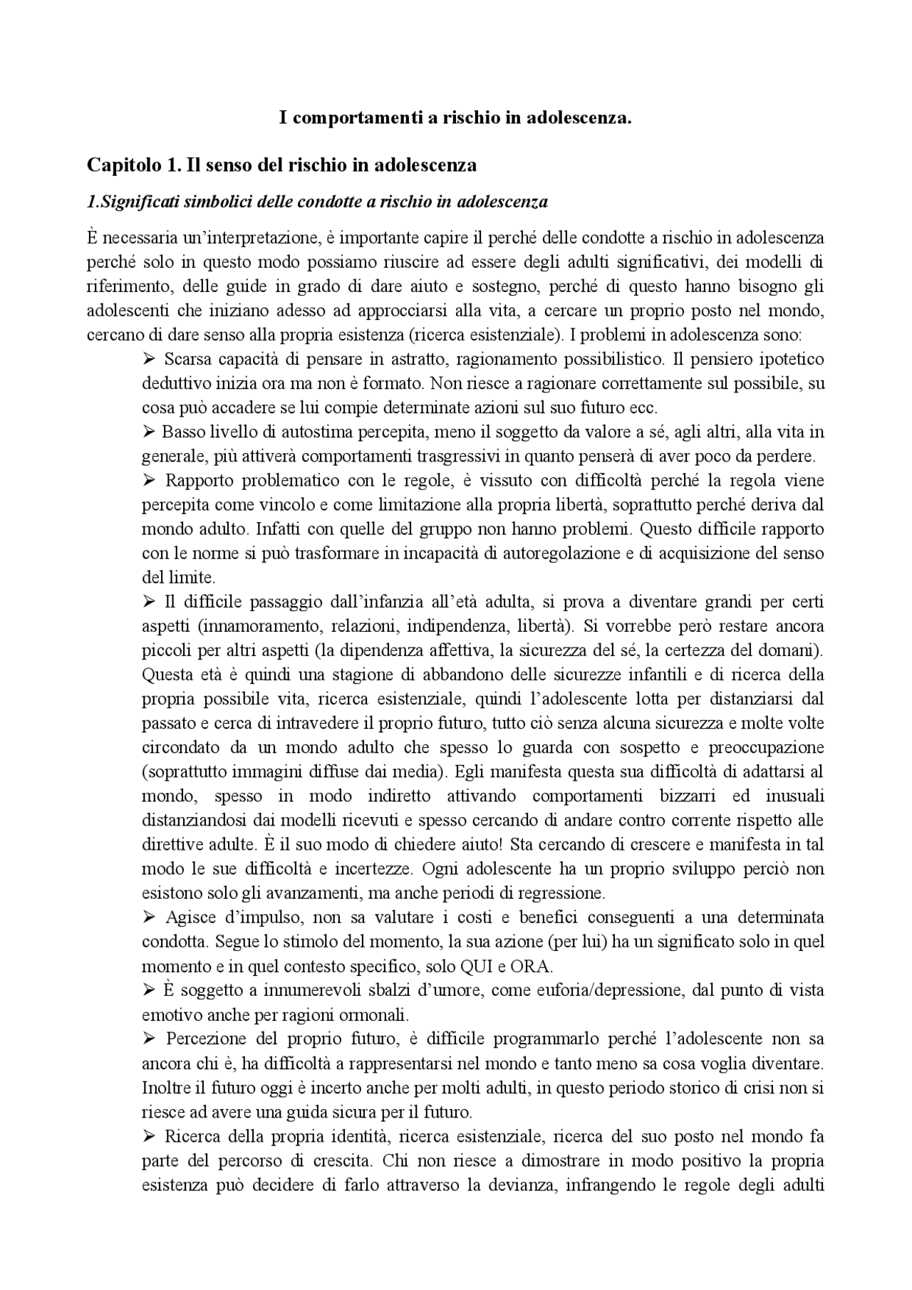 Comportamenti A Rischio In Adolescenza Docsity