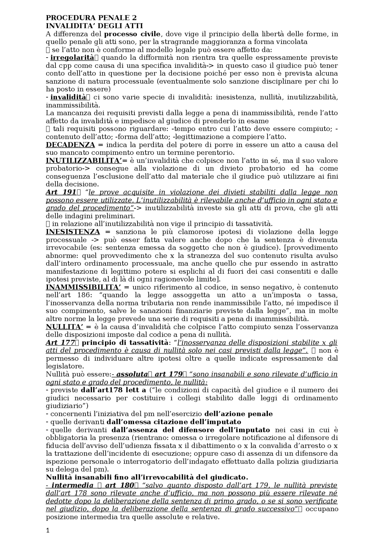 Sintesi Procedura Penale Conso Grevi Docsity