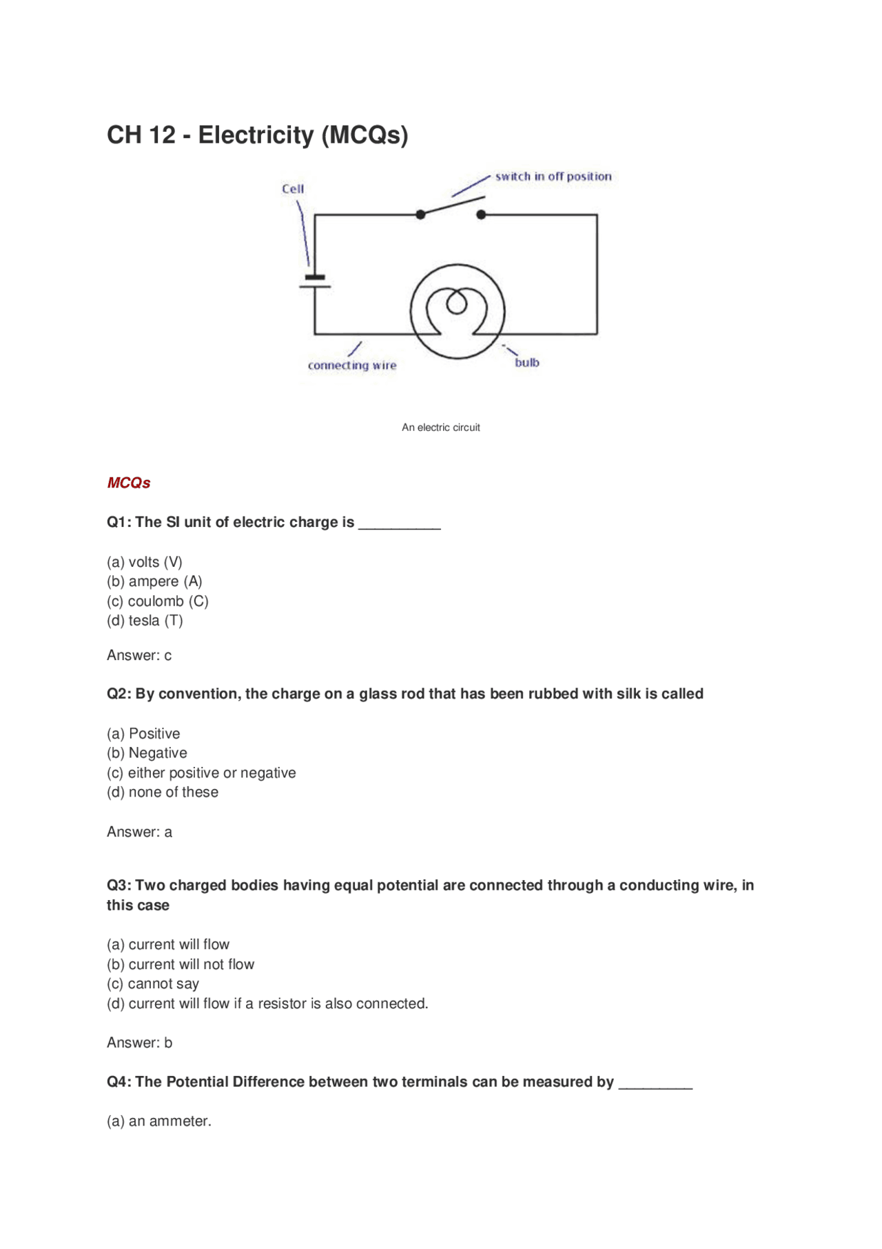 Voltage And Current Docsity
